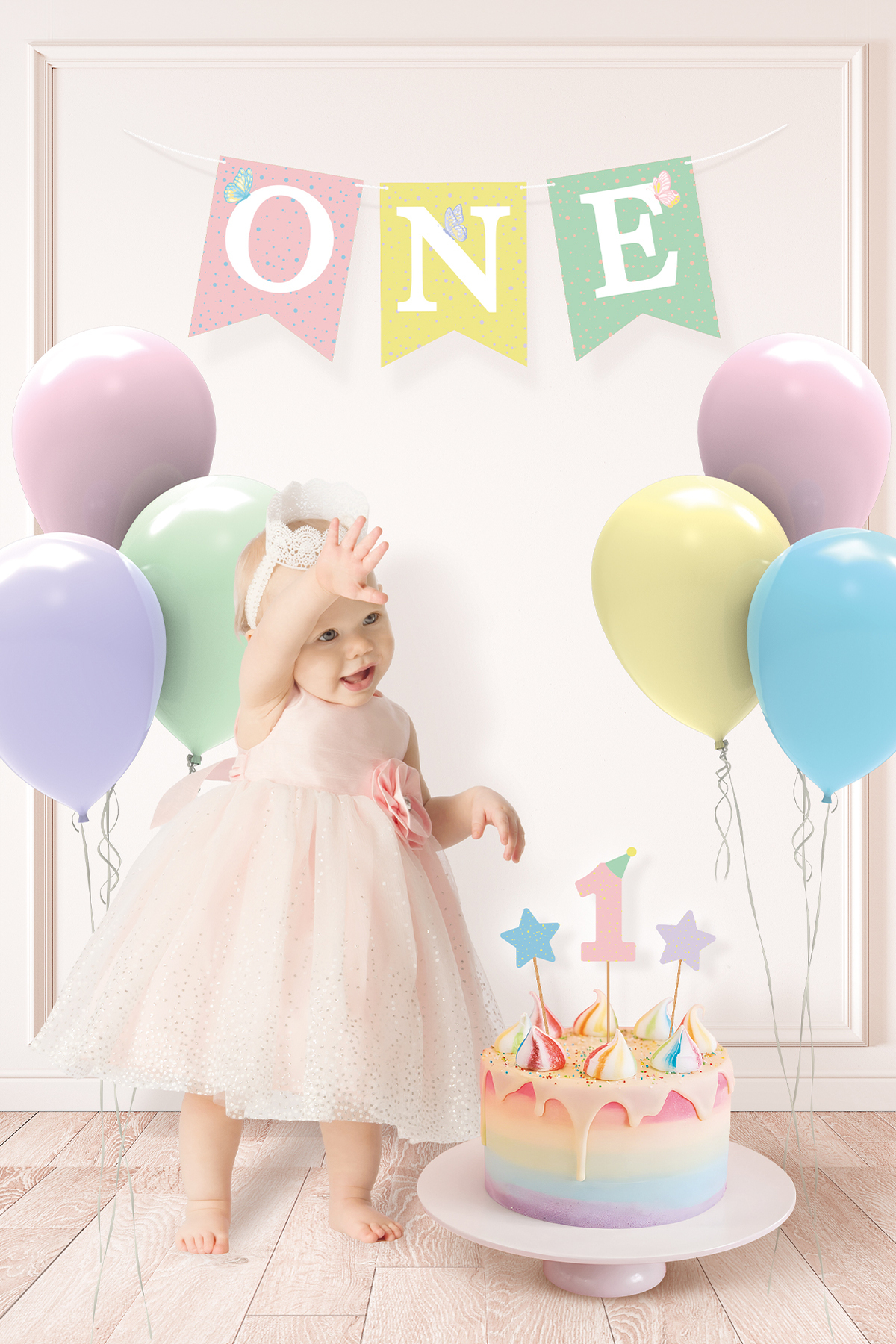 Hey Parti Makaron Temalı 1 Yaş Minimal Doğum Günü Parti Seti (BANNER, 7 ...