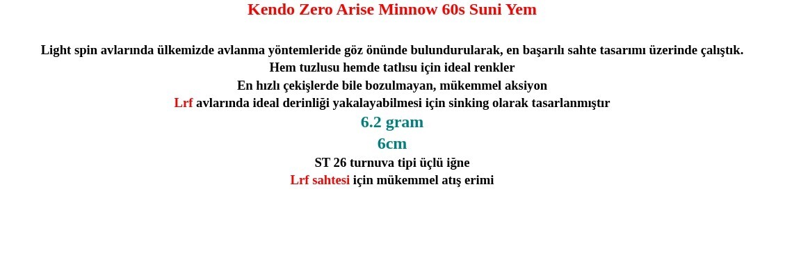Kendo Zero Arise Minnow 60s Suni Yem Fiyatı, Yorumları - Trendyol