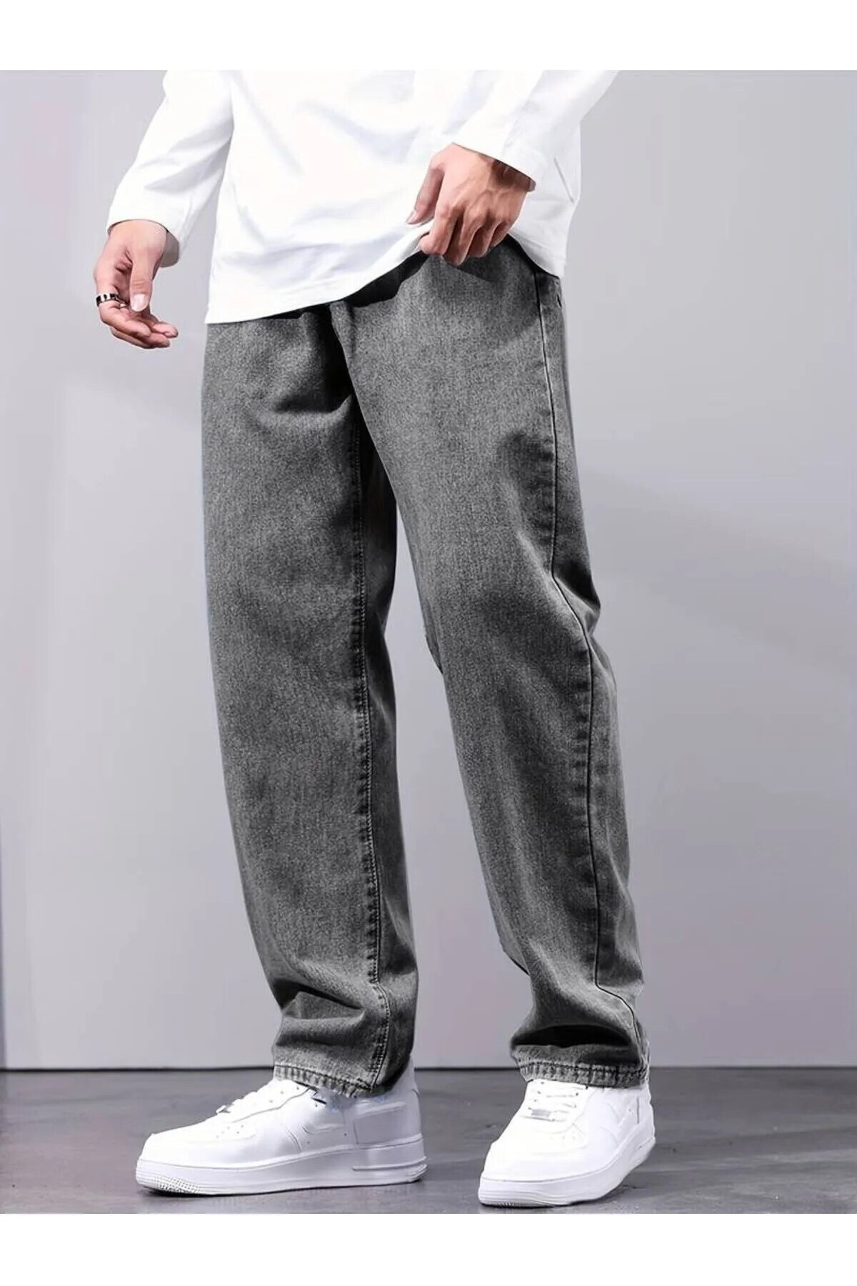 Cuqq Denim Men S Baggy Model Acid Wash Gray Jeans Trousers Jean Trendyol