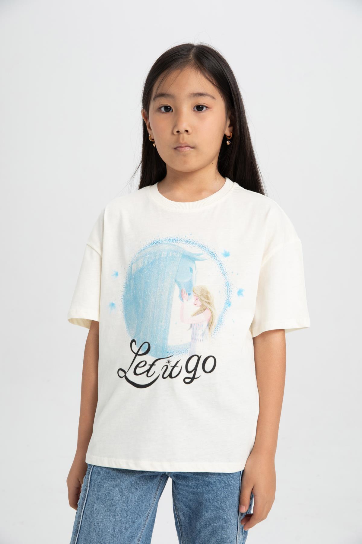 Defacto Kız Çocuk Frozen Relax Fit Kısa Kollu Tişört C5943A824HS Fiyatı ...