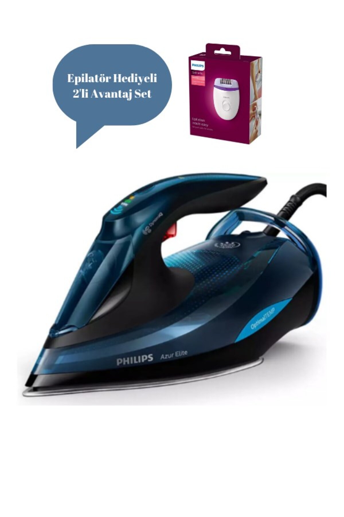 Philips Azur Elite OptimalTEMP GC5034/20 3000 W Buharlı Ütü + Epilatör ...