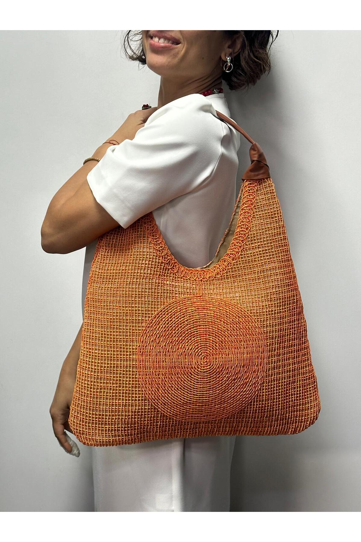 SHEBELLA ÇANTA SHEBELLA KADIN TURUNCU RENK HASIR HAFİF ŞIK SPOR SALAŞ ...