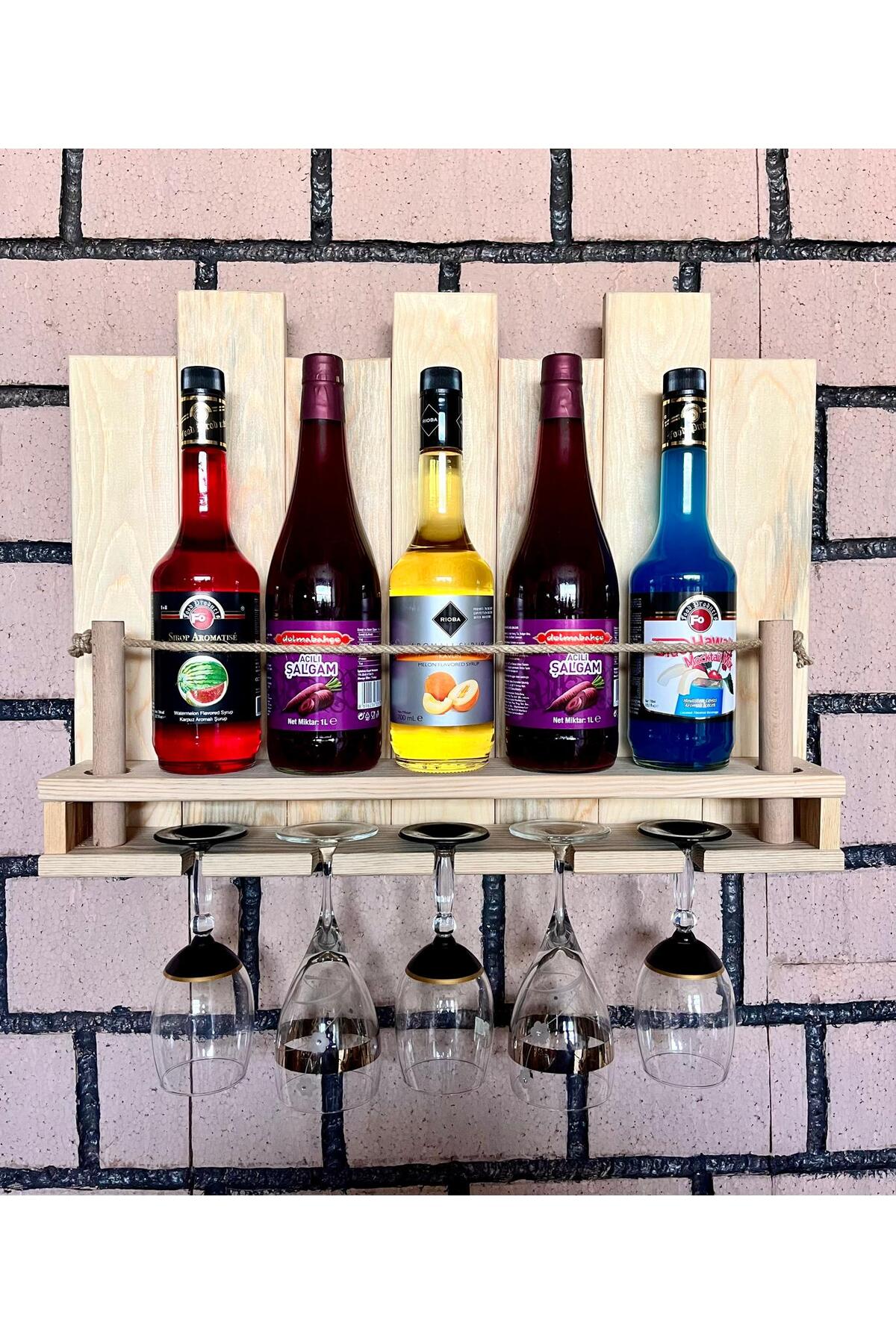 SERTİCARET Dekoratif Ahşap Şaraplık , Kadehlik Ve Içecek Standı Mini ...