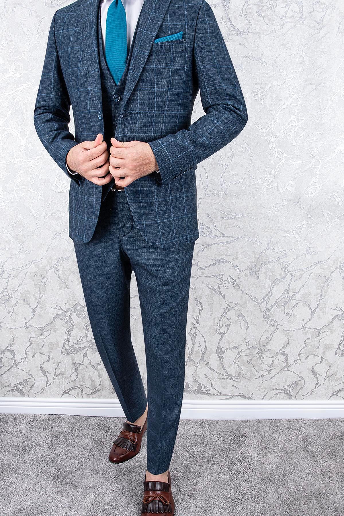 PR PACO ROMANO ART OF FASHİON ERKEK SLİM FİT MONO YAKA EKOSE YELEKLİ ...