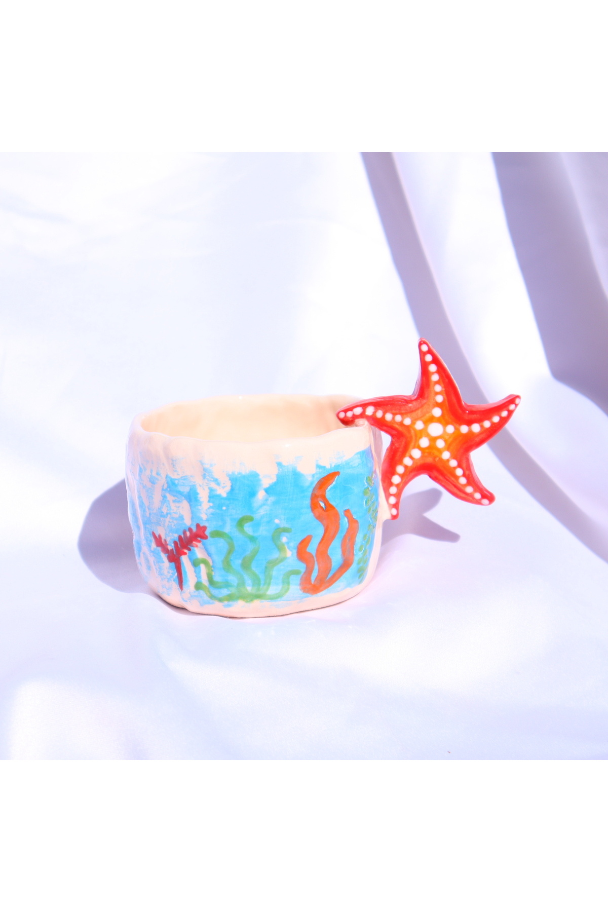 Lily & Loly Ceramics El Yapımı Seramik Kupa - Deniz Yıldızı Kulplu ...