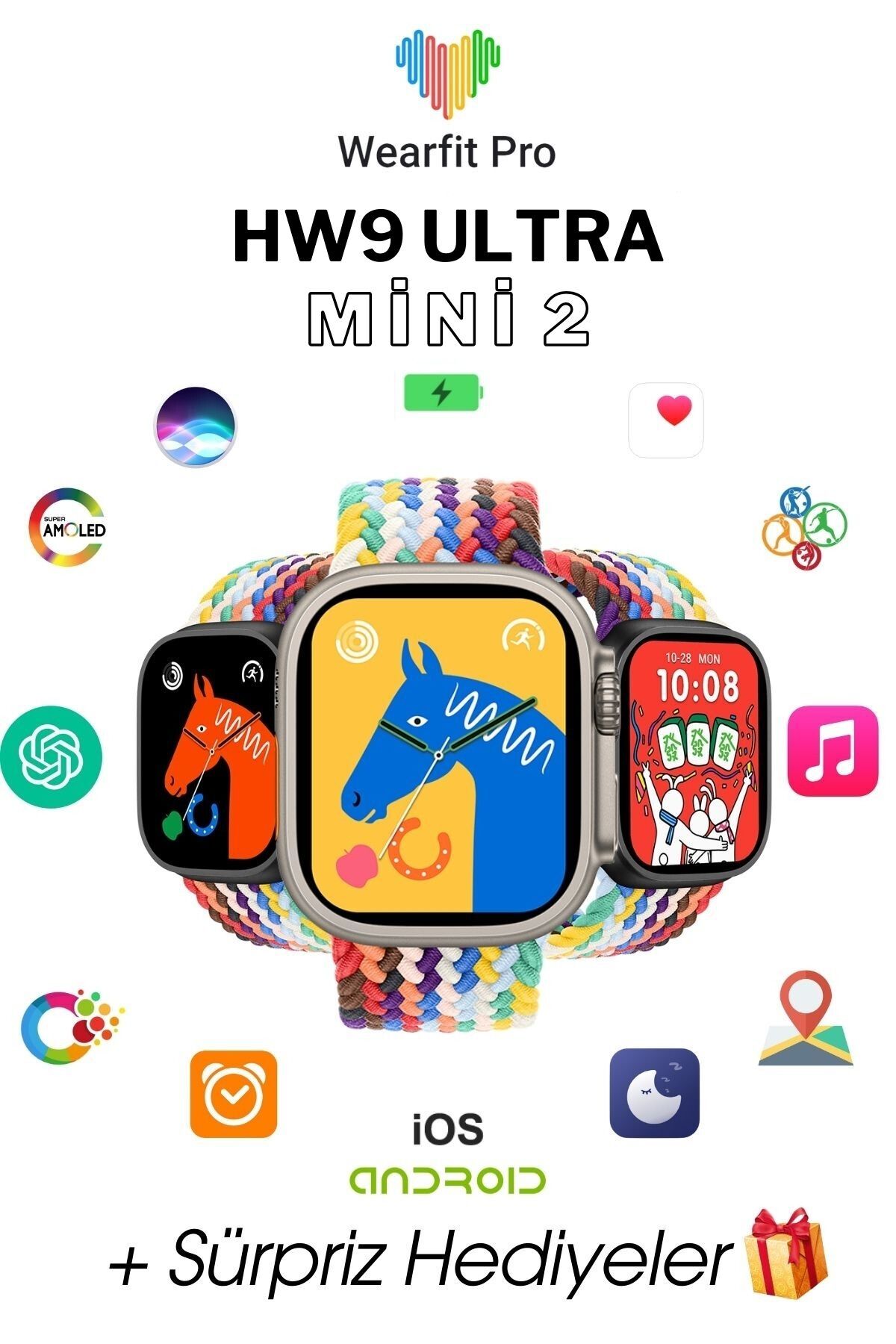 Wearfitpro WEARFİT HW9 ULTRA MİNİ 2 Akıllı Kol Saati Smart Watch Model ...