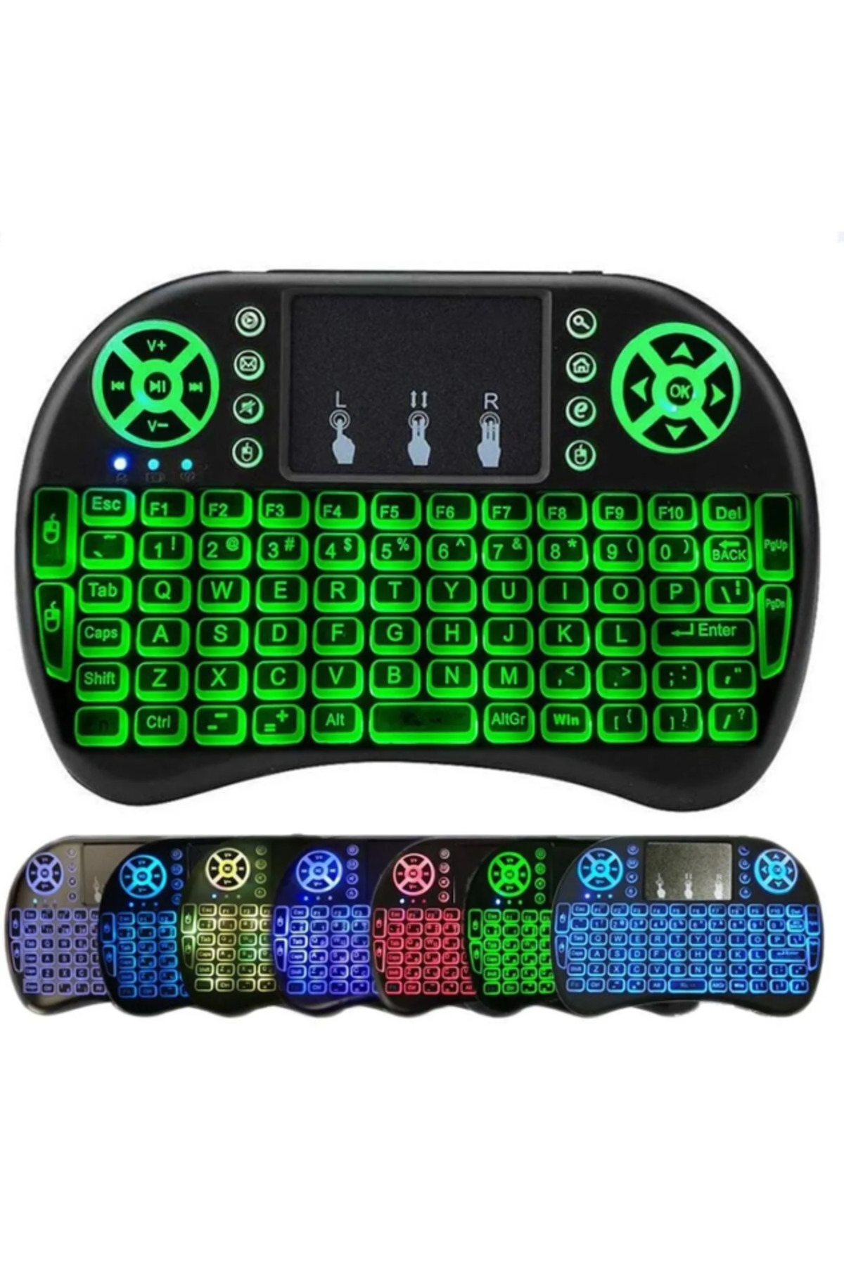 BLUE İNTER QASUL Kablosuz Mini Klavye Uzaktan Kumanda Touchpad RGB ...