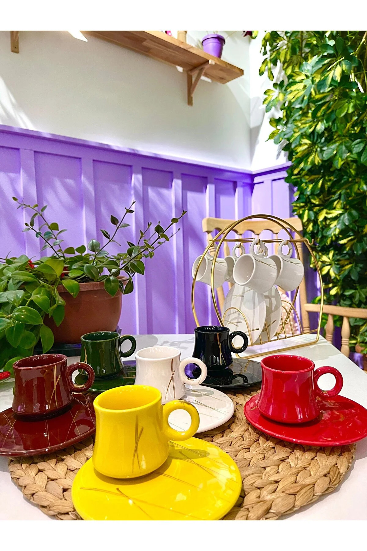 L'eDoren 6 Kişilik Kütahya Seramik Türk Kahvesi Fincan Takımı 115ml ...