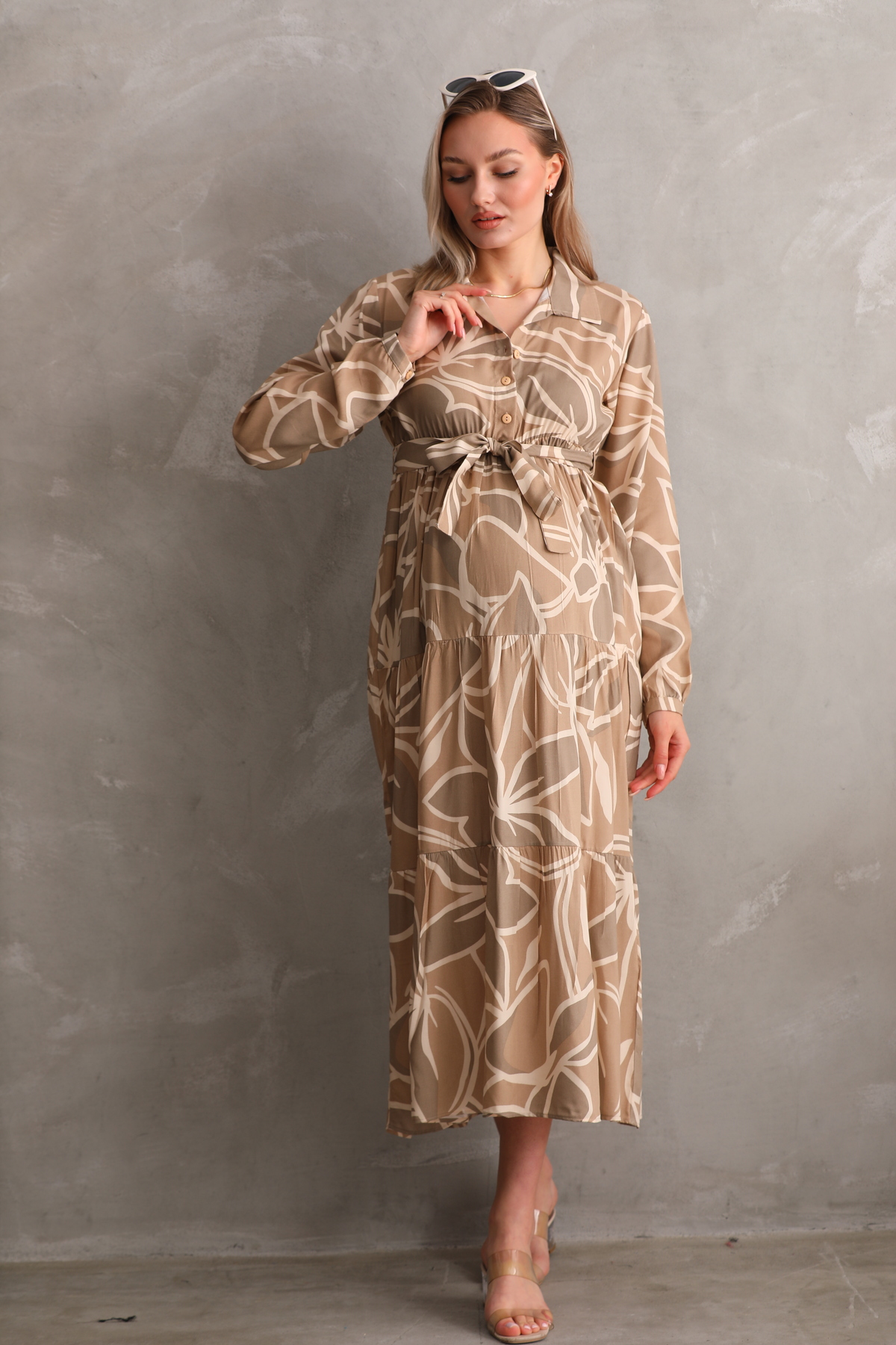 Miss Dünya Lissa Uzun Hamile ve Lohusa Baskılı Dokuma Elbise - Fiyatı ...