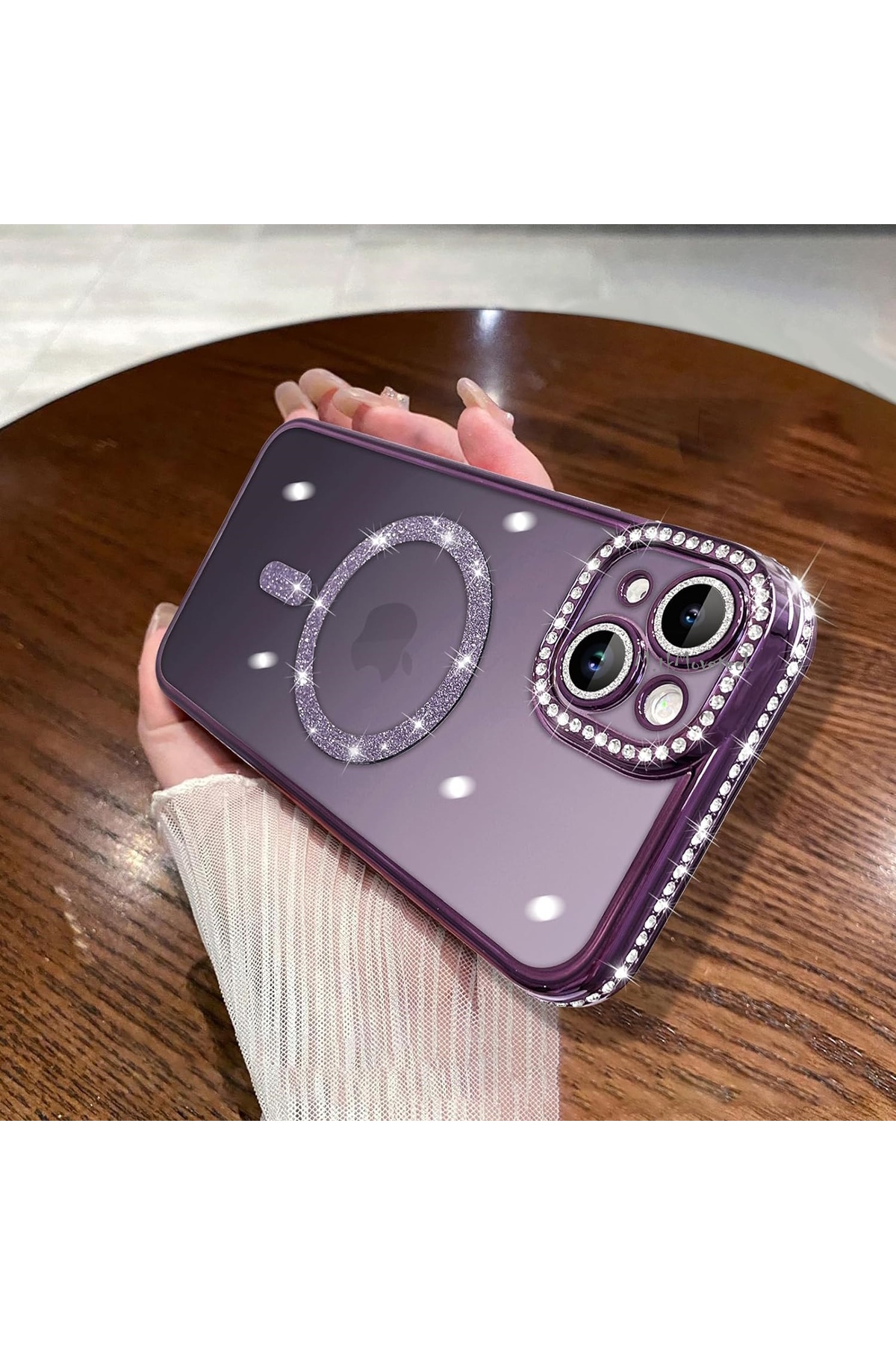 m.tk moveteck İphone 13 Kılıf Tam Kamera Korumalı Kenarları Taşlı ...