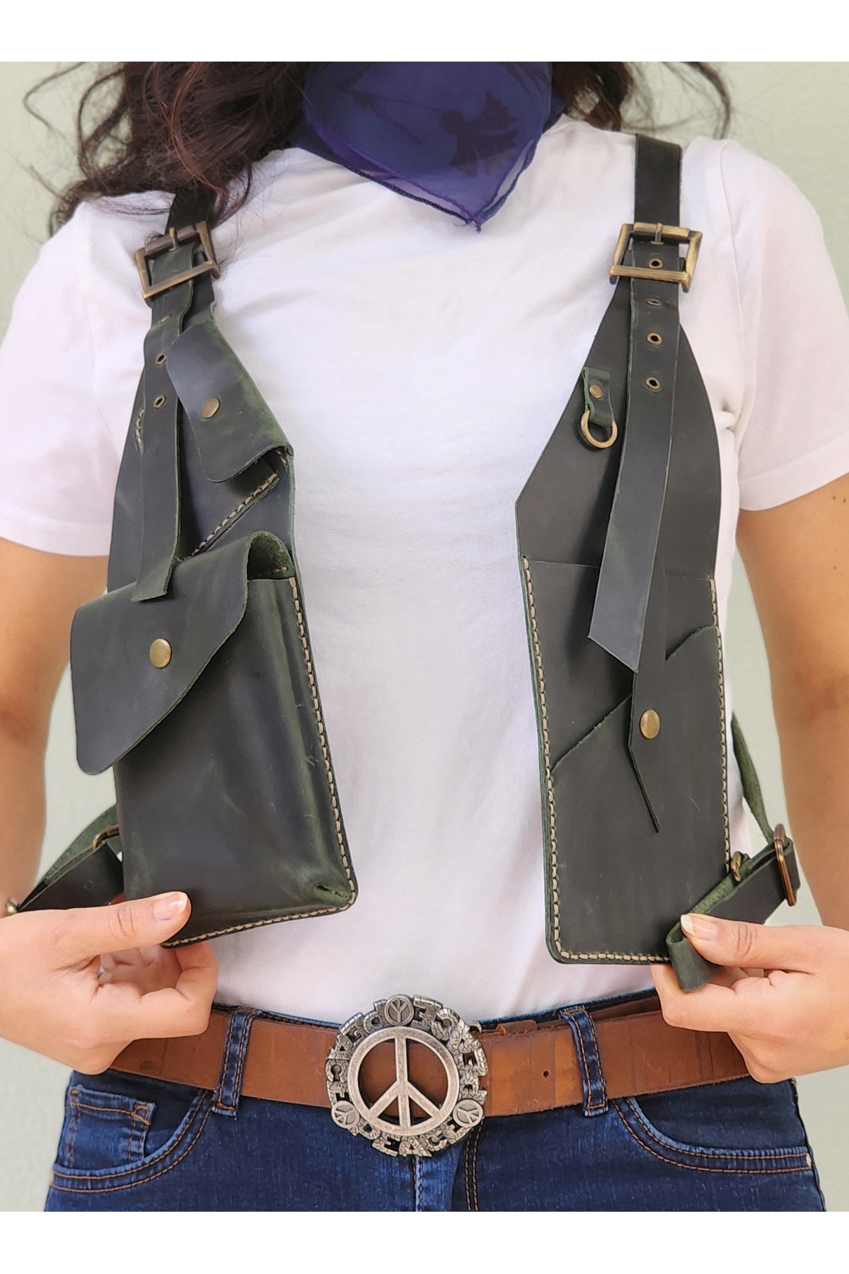 Misa El Yapımı Giyilebilir/Holster Yesil Hakiki Crazy Deri Canta Fiyatı ...