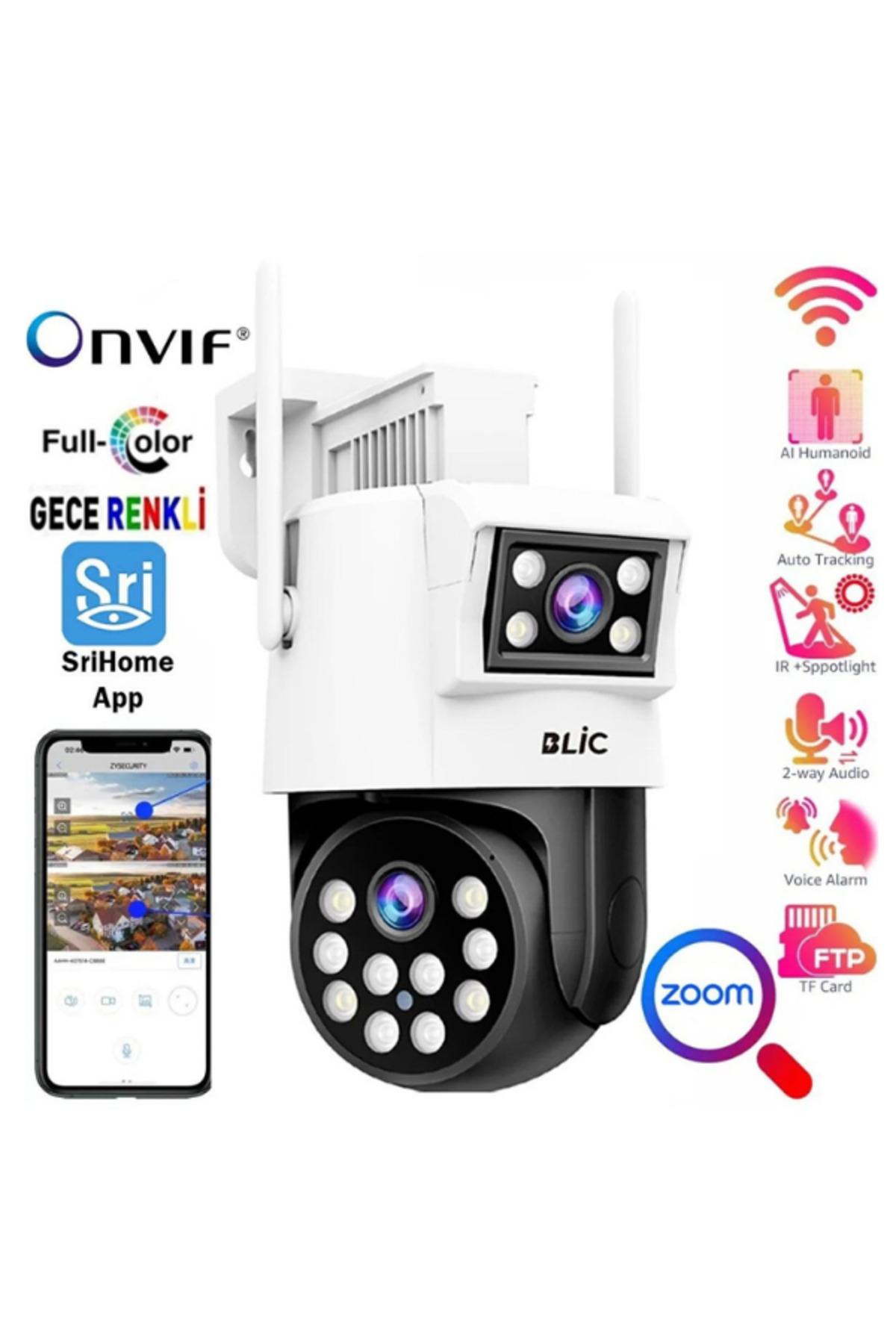 ATAsoft BLM-39 4MP Çift Kamera Biri Sabit Diğeri Hareketli Takipli ...