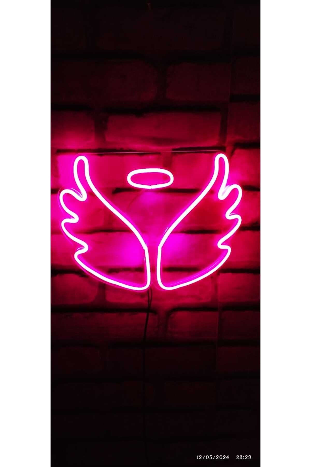 Erdem Neon Led Melek Kanadı Duvar Dekorasyonu Neon Led Gece Lambası