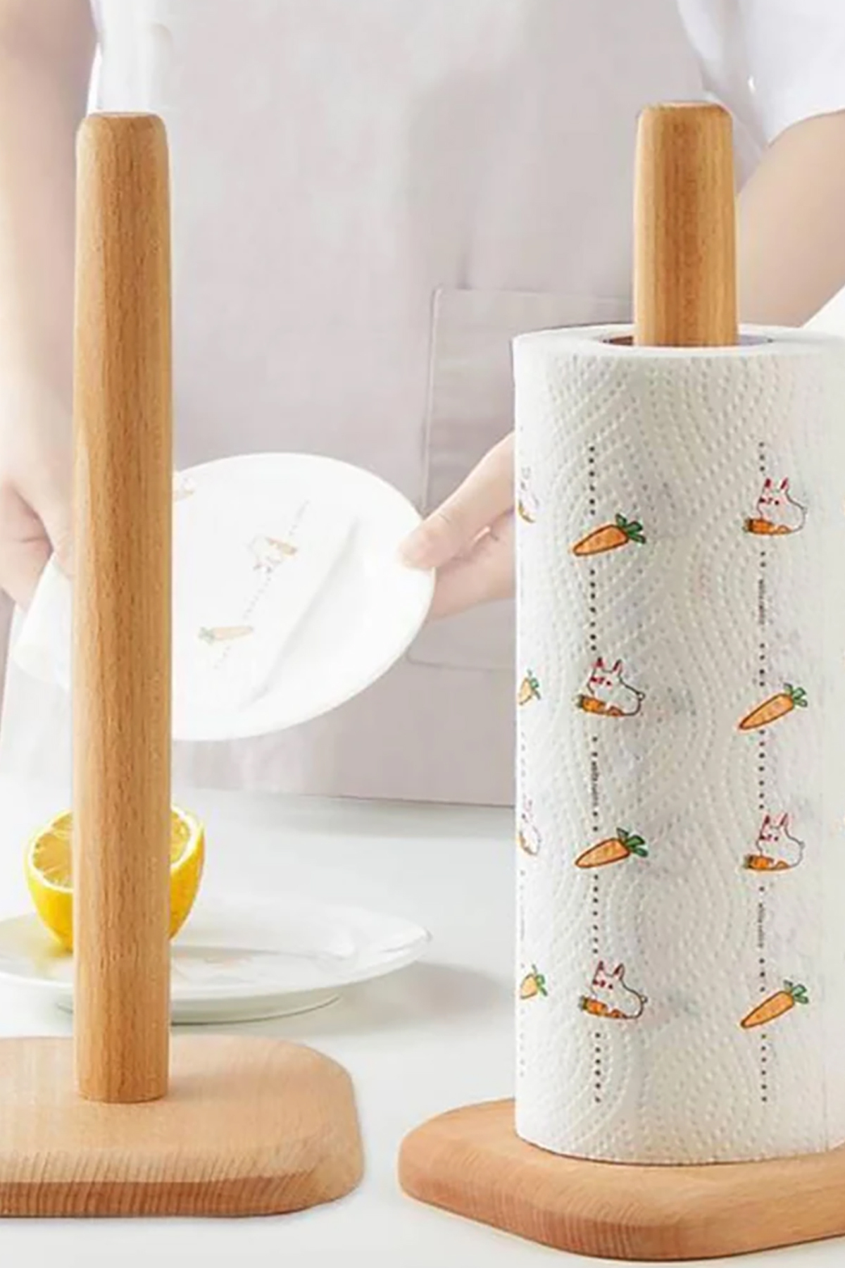 Genel Markalar Bambu Rulo Kağıt Havlu Tutucu Sabit Taban Tezgah Ahşap ...
