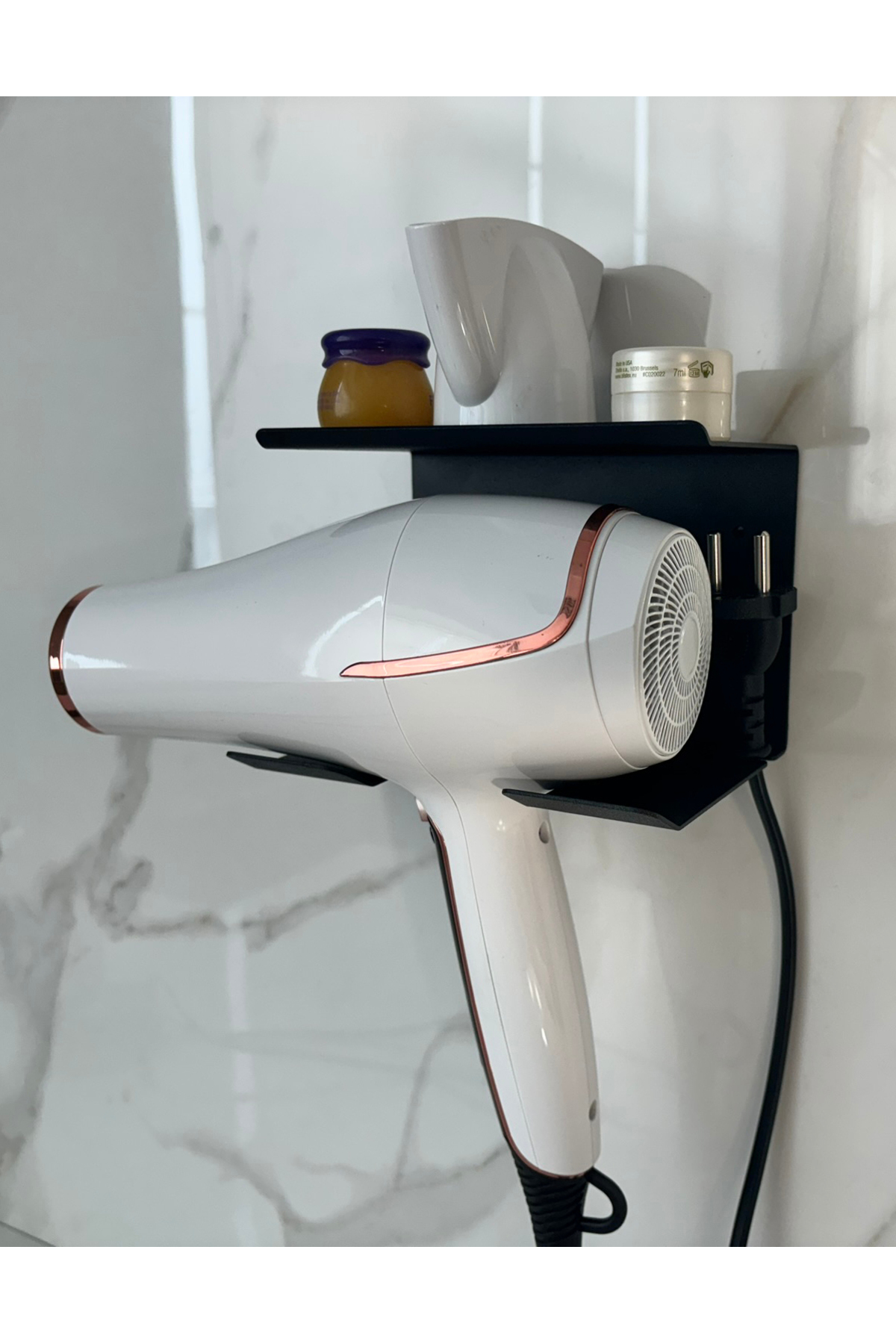 VELUX HOME Metal Saç Kurutma Fön Makinesi Ve Kablo Tutucu Banyo Askısı ...