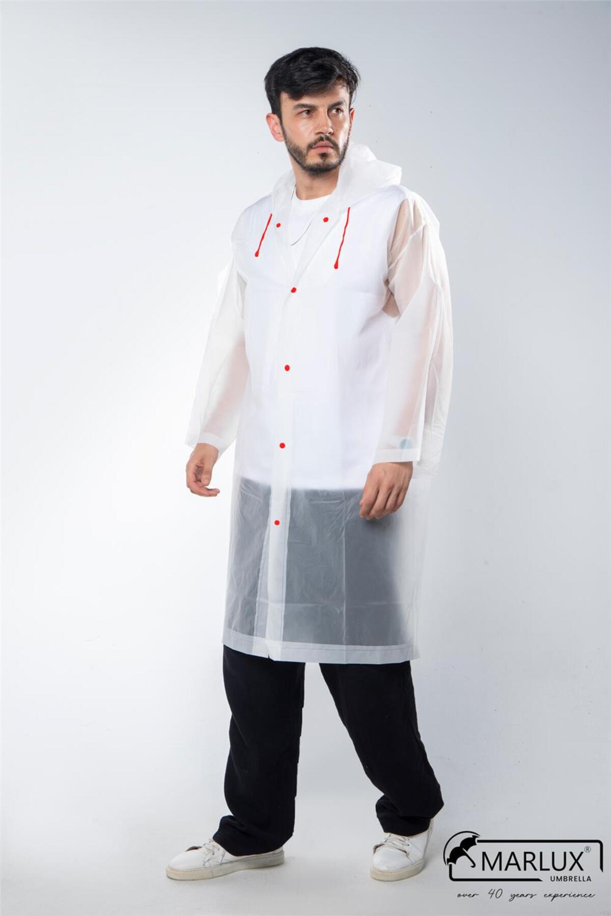 Marlux Unisex Su Rüzgar Geçirmez Kapüşonlu Kırmızı Çıtçıt Düğmeli Eva ...