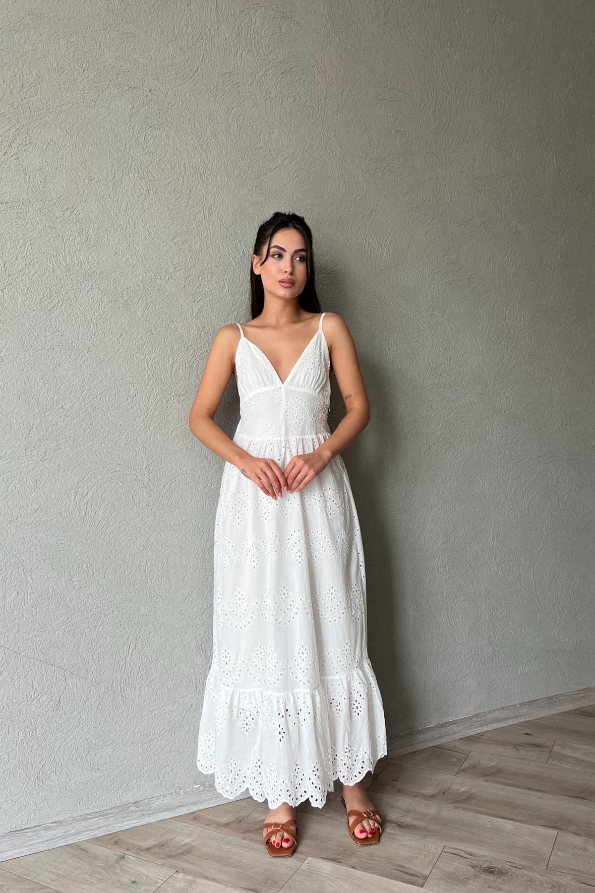 Seda Yalçın Atelier Beyaz Askılı Brode Napoli Elbise - Fiyatı, Yorumları