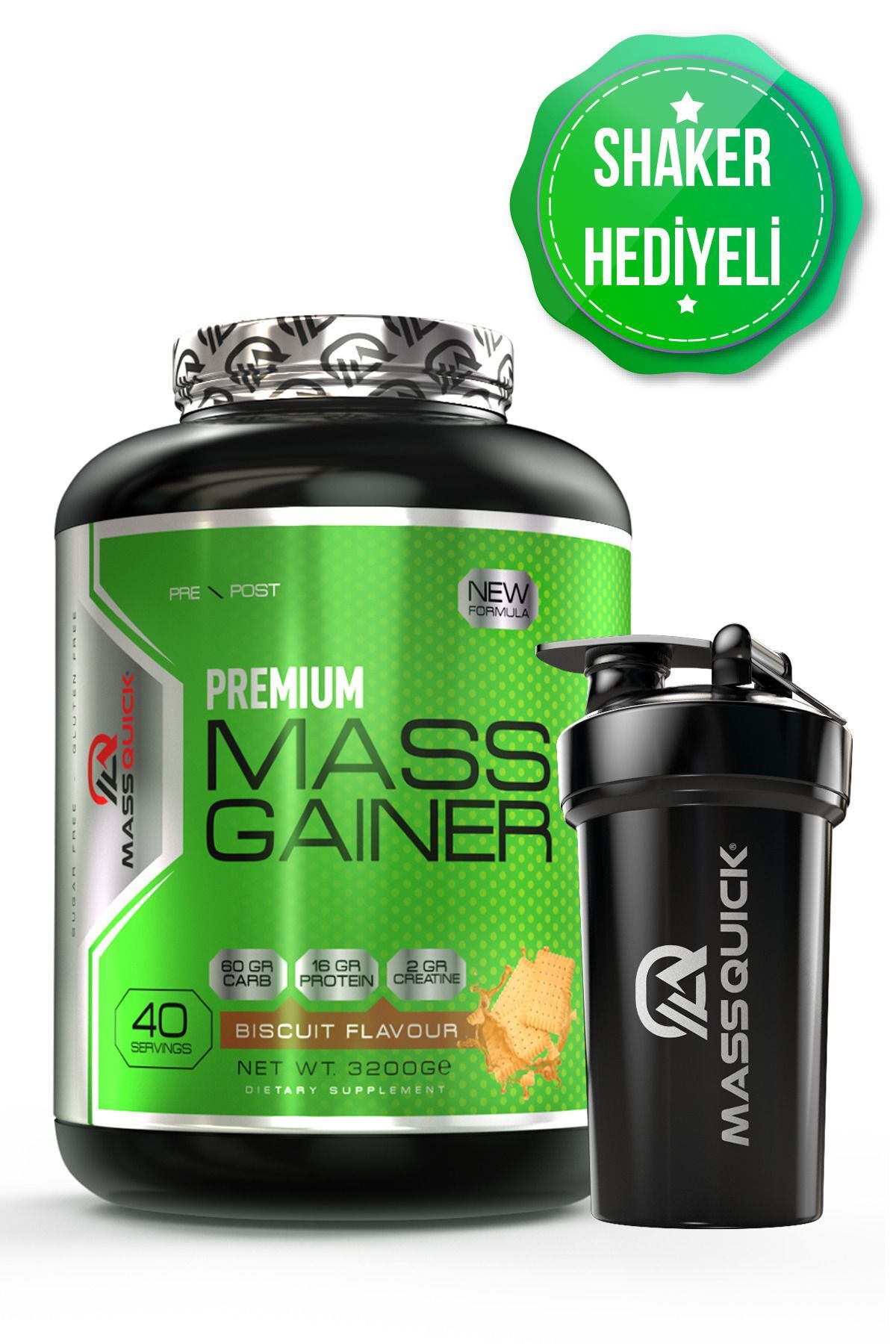 massquick Mass Gainer Bisküvi Aromalı Karbonhidrat Tozu 3200gr 40 ...