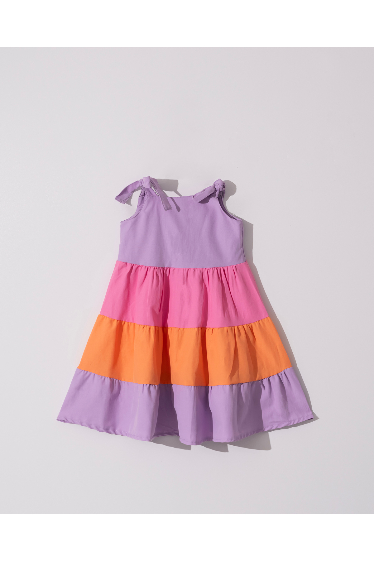 Tuffy Kids KIZ ÇOCUK RENKLİ OMUZLARI BAĞLAMALI POPLİN ELBİSE 2-5 YAŞ ...