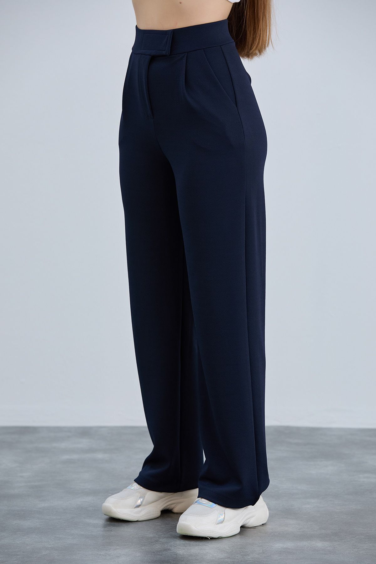 Zomers Women's Lycra Velcro Closure High waist Navy Blue Palazzo ...