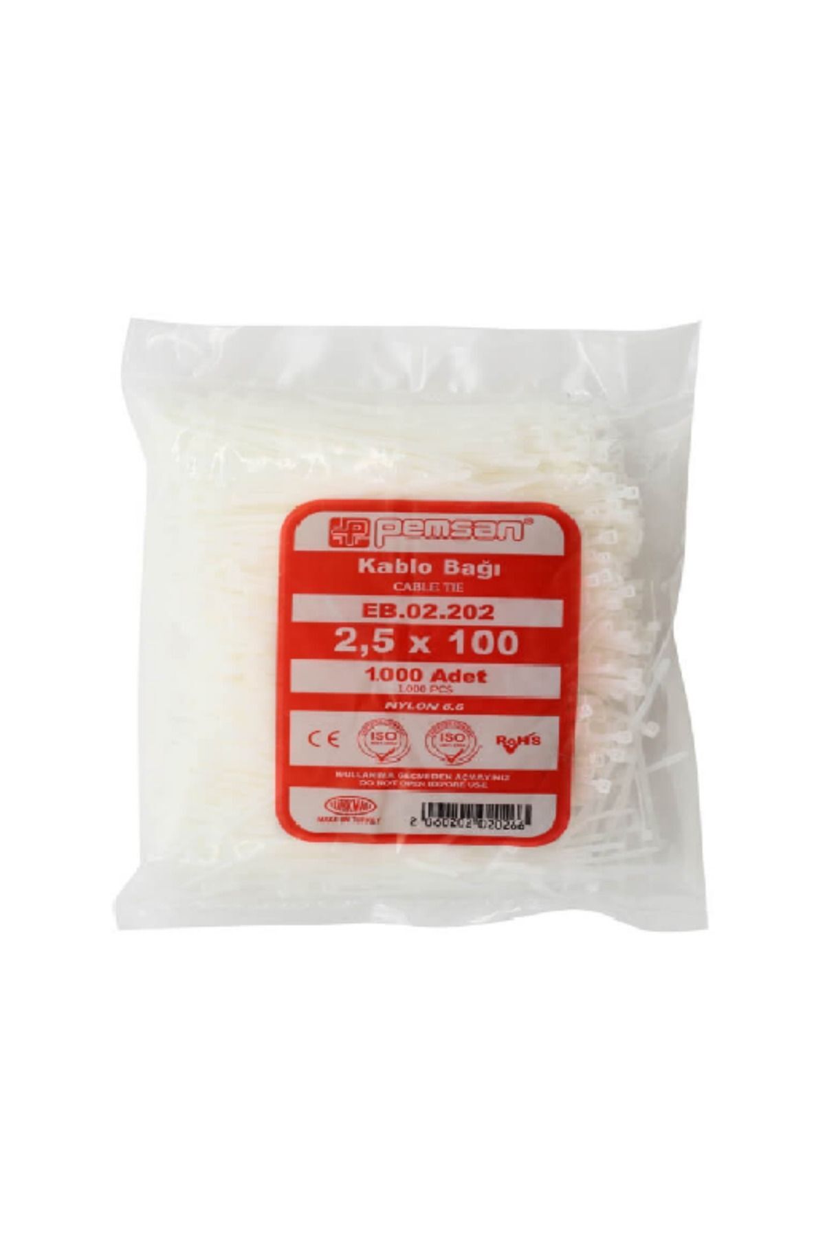 Pemsan - 1000 adet -10cm x 2,5mm Plastik Cırt Kelepçe - Kablo Bağı ...