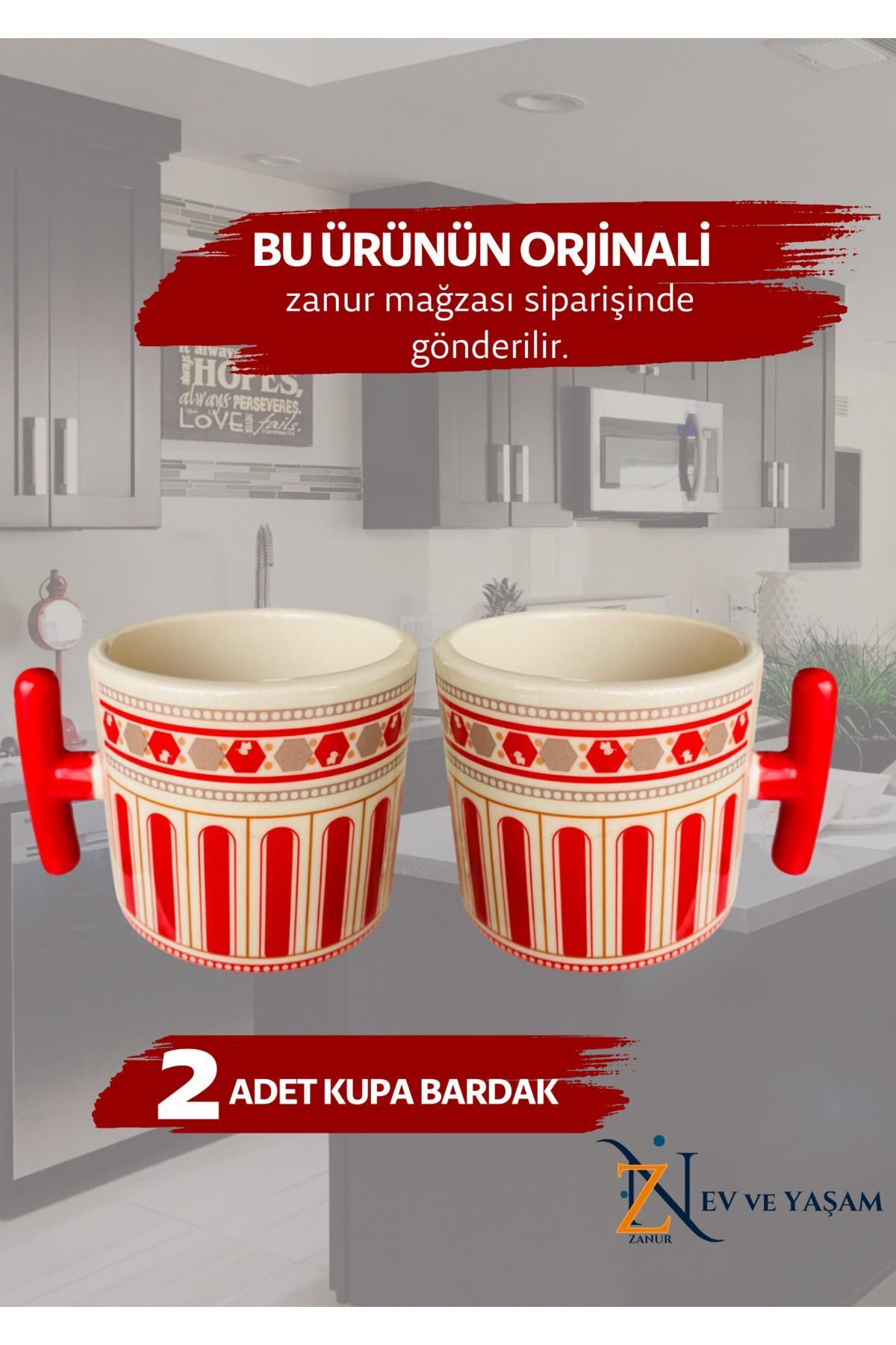 zanur Luxury Ceramic Red Column Zanur Mug - Special Design, 1-3 Pieces- Trendyol