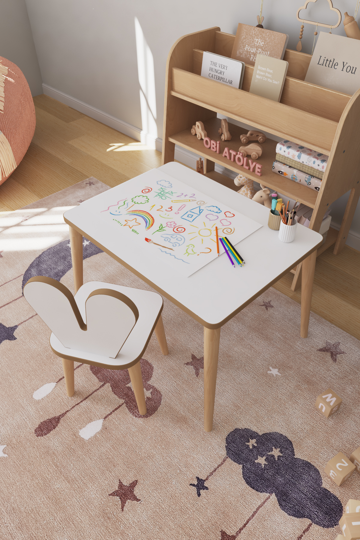 OBİ Atölye Çocuk Oyun Aktivite Masası 60x45 Cm - Kağıt Rulo Set ...