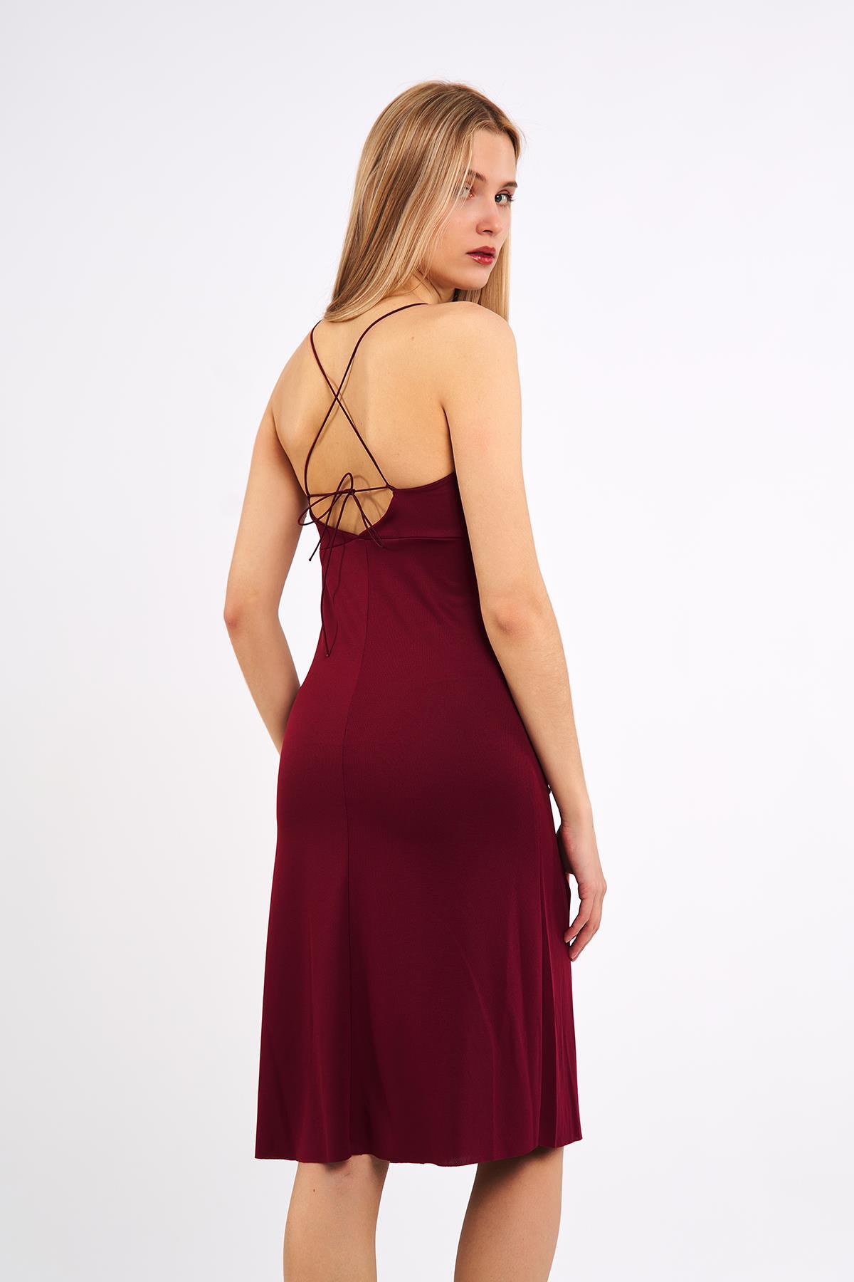 SB COLLECTIONN Kadın Elbise Askılı Yazlık Günlük Elbise Yırtmaçlı Sırt ...