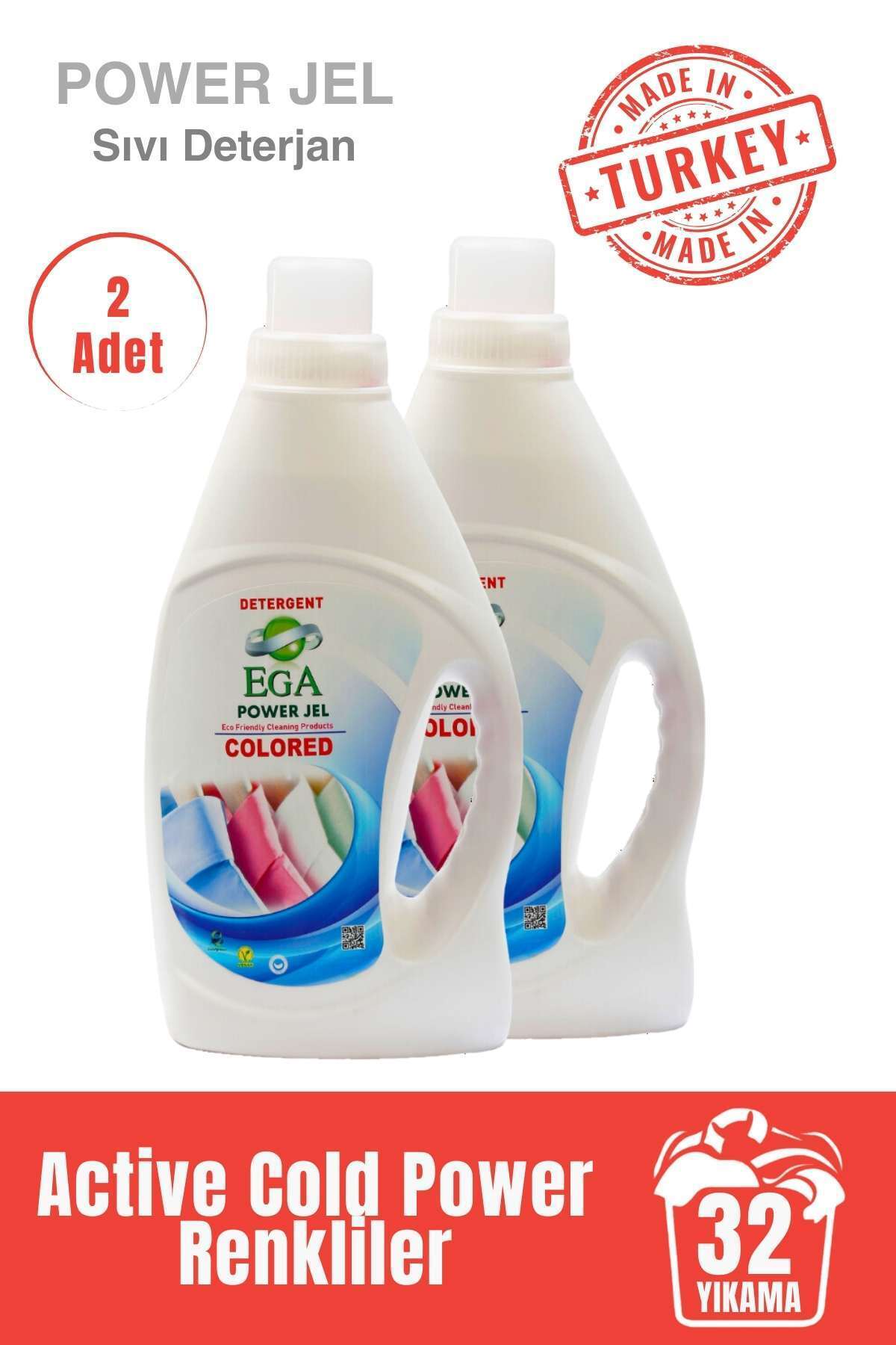 Ega Kimya 2'li Power Jel Renkli Sıvı Yıkama Deterjanı 1100 ml Fiyatı ...