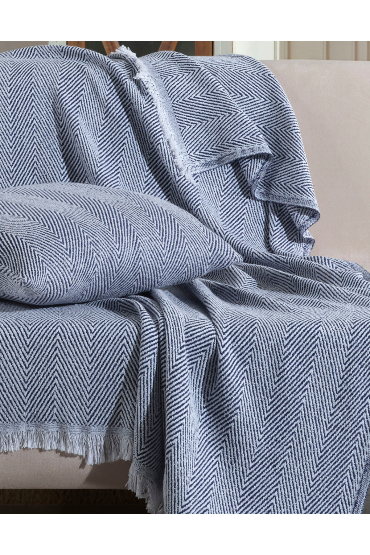 Lux Touch Lily Lacivert Koltuk Örtüsü 150 x 200 cm Kanepe Çekyat Divan ...