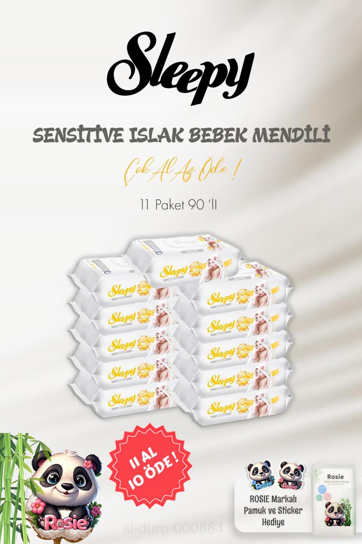 Sleepy Sensitive Islak Mendil 90'lı 11 Al 10 Öde Ve Rosıe Pamuk 60'lı ...