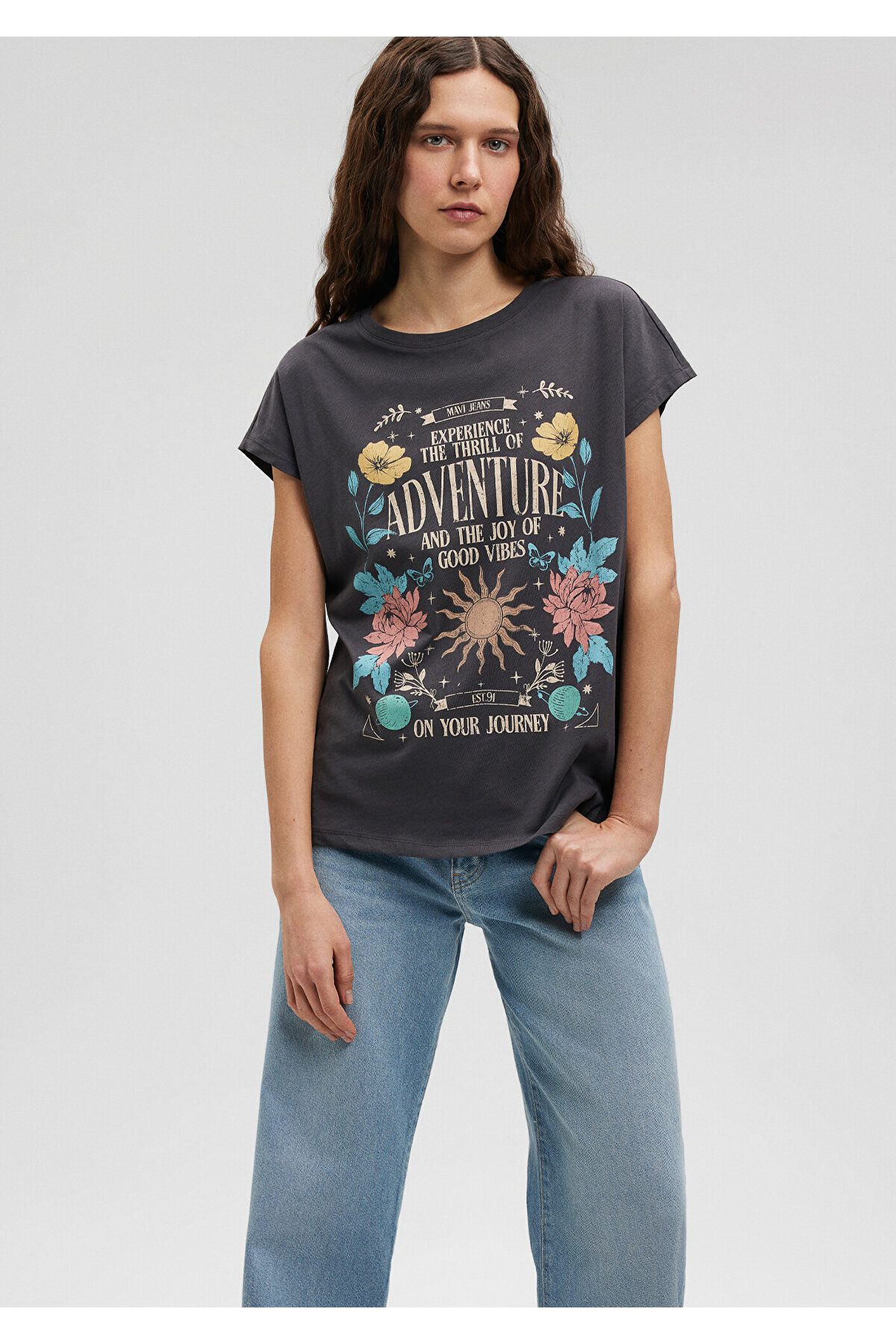 Mavi Astroloji Baskılı Antrasit Tişört Regular Fit / Normal Kesim ...