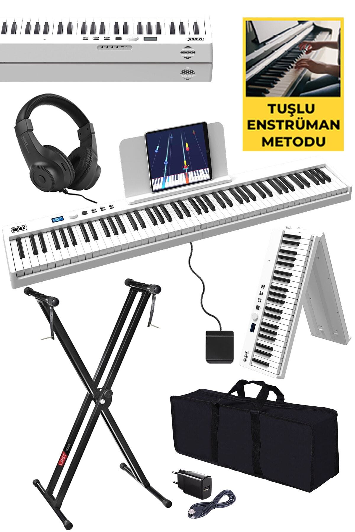 Midex Plx-100wh-st Taşınabilir Dijital Piyano Tuş Hassasiyetli 88 Tuş ...