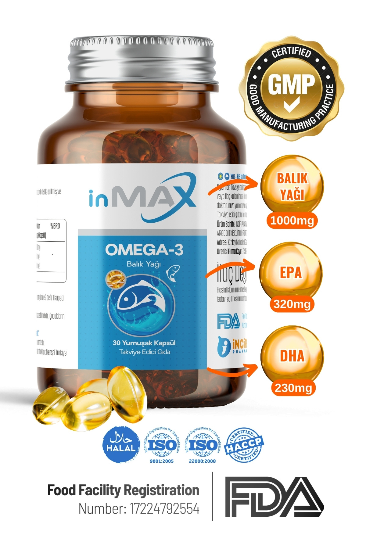 inMAX Omega-3 Dha - Epa 1000mg Triglisrid Form (İZLANDA) Soğuk Su Balık ...