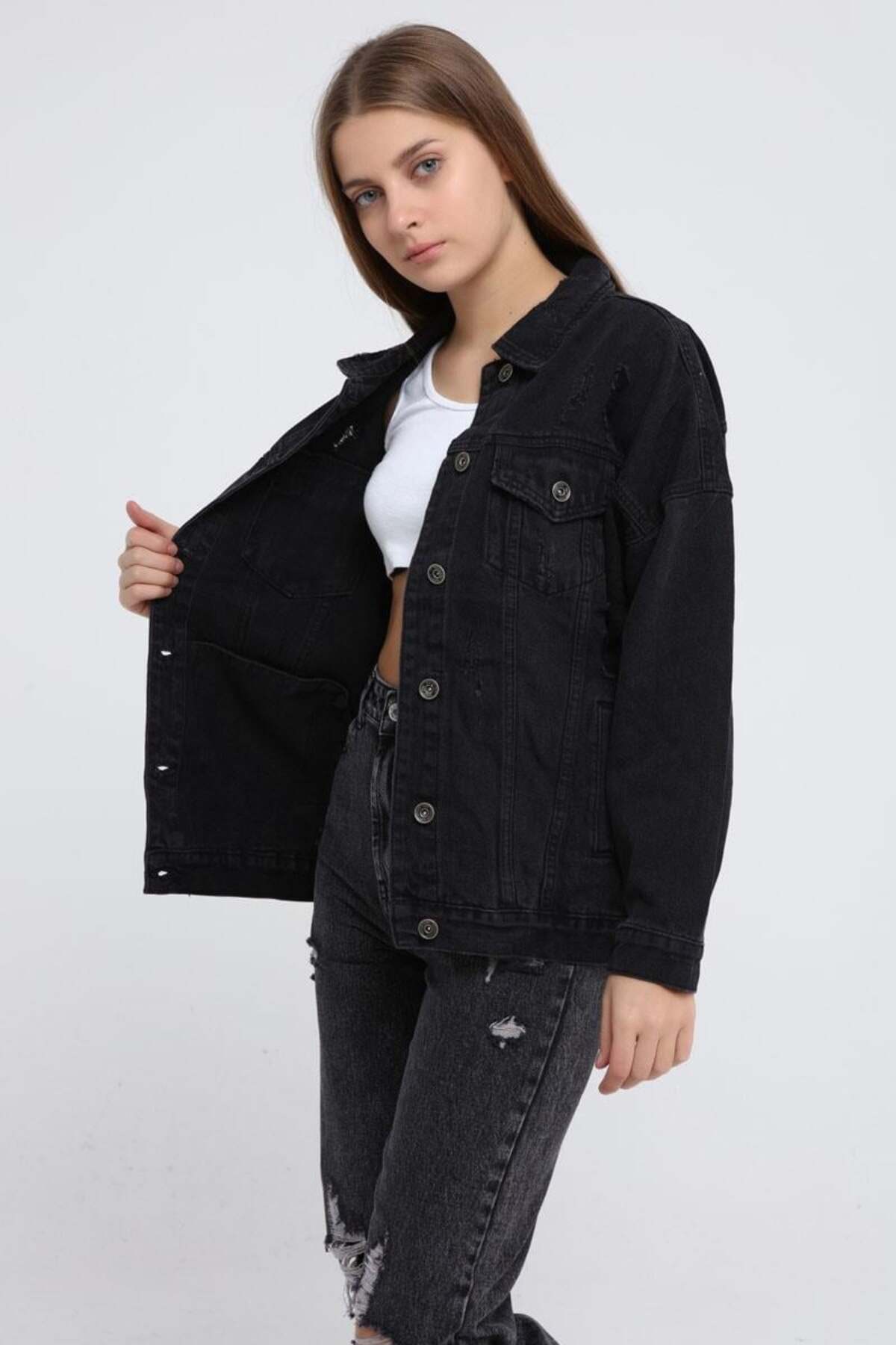 Home Store Mont Jean Boyfriend Lifli Yırtıklı 4 Cepli - Siyah Fiyatı ...