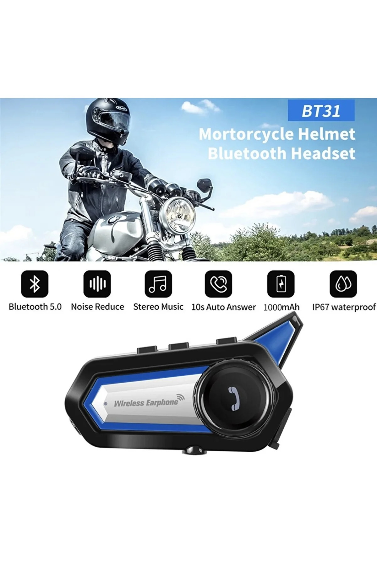 Mmctech Bt31 Motorsiklet Kask Uyumlu Kulaklık Motosiklet Intercom Otomatik Cevaplama Fiyatı ...