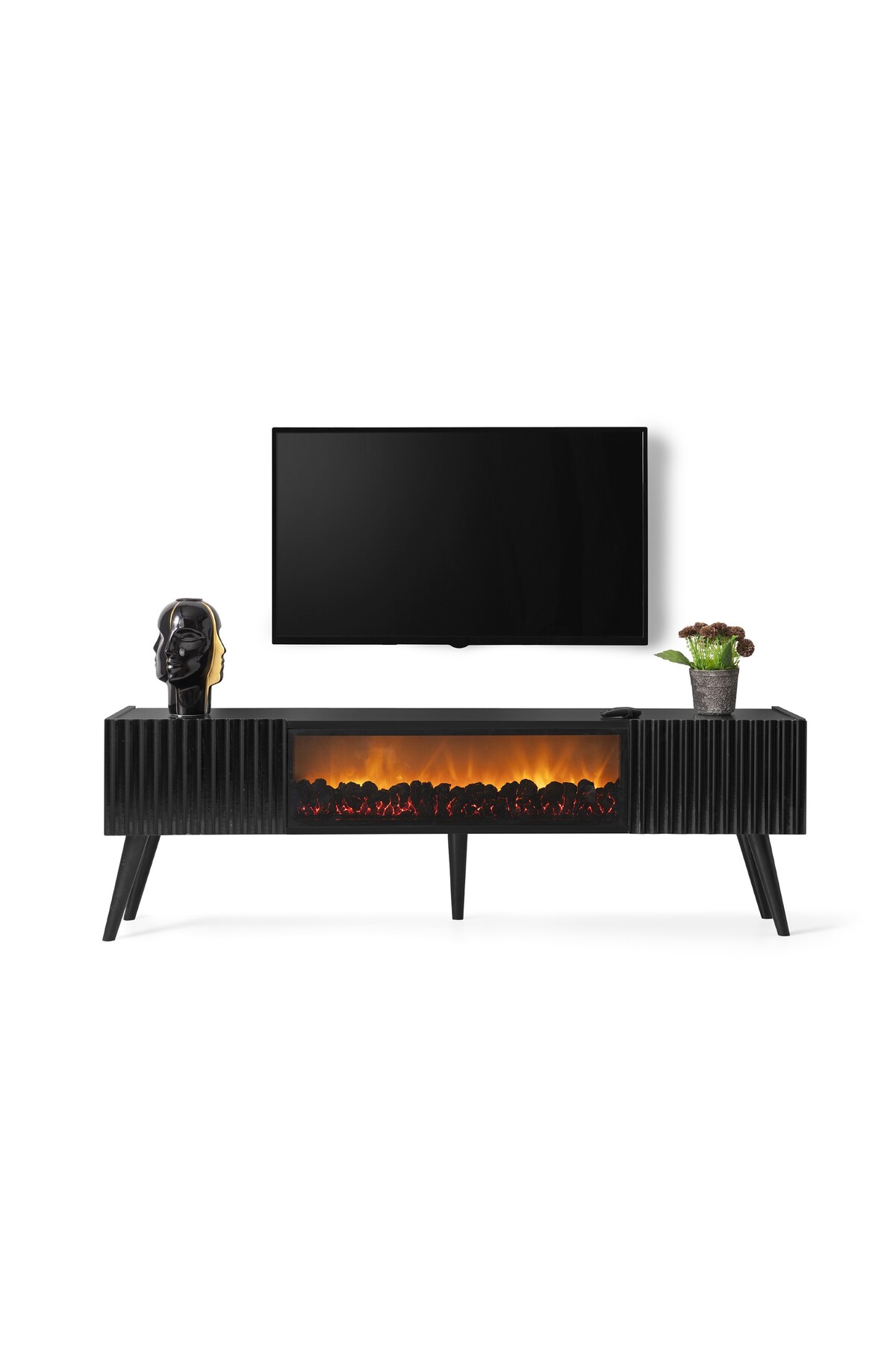DOME Lıne Şömineli Tv Ünitesi Siyah 150cm Fiyatı, Yorumları - Trendyol