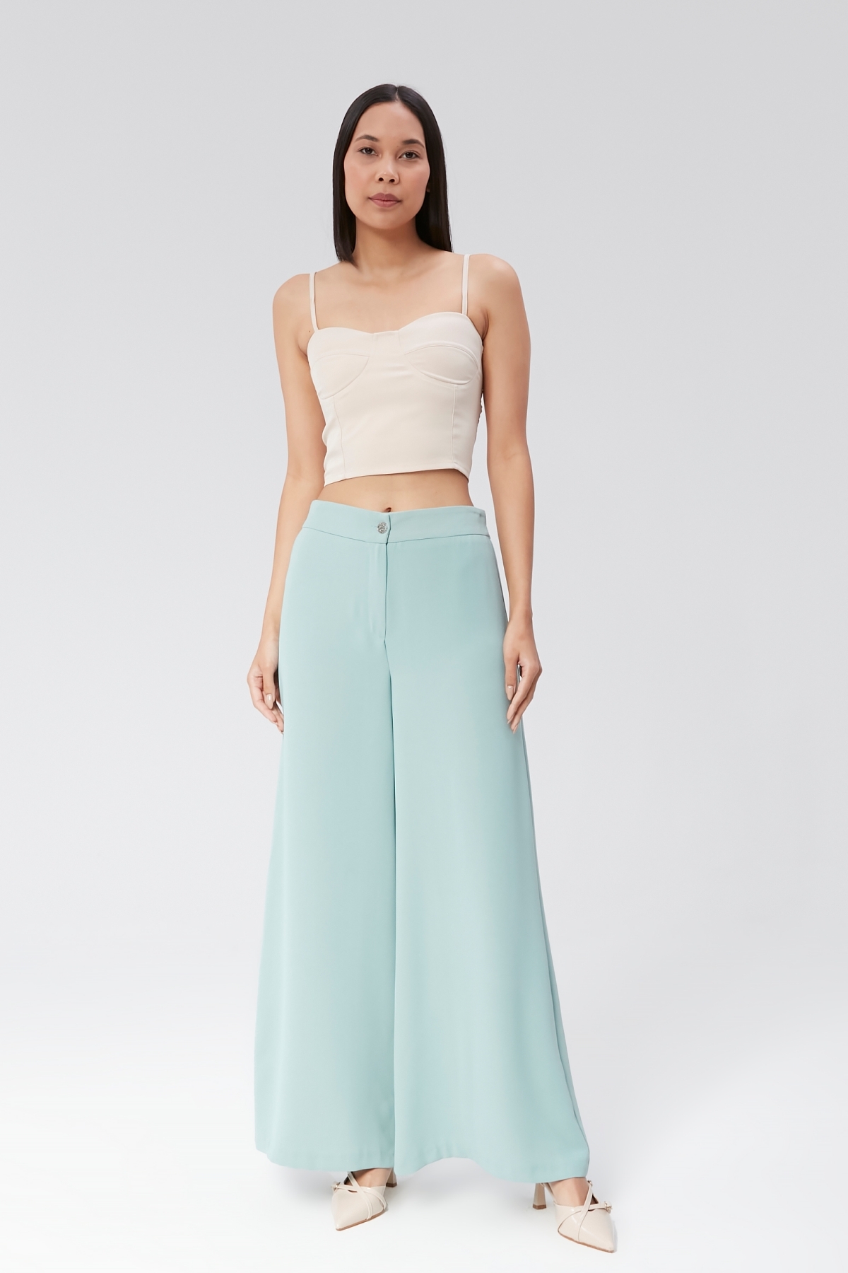 sehatex Beyaz Kadın Pantolon Crep Kumaş Beli Lastikli Rahat Kesim ...