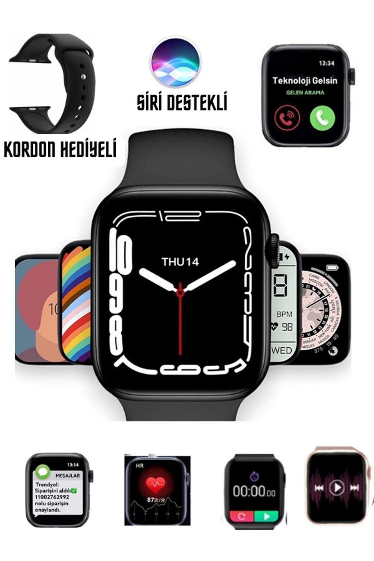 VOOKA 7.nesil Akıllı Saat Smart Watch 7 Plus Profesyonel Kablosuz Şarj ...
