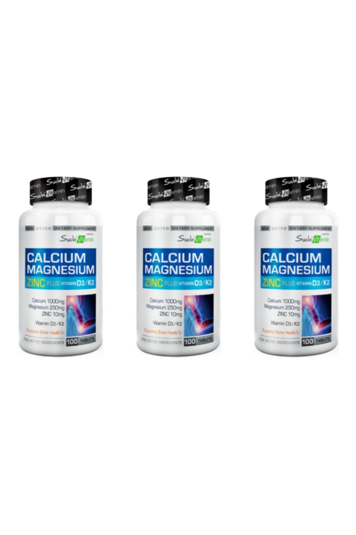 Suda Vitamin Calcium Magnesium Zinc Plus Vitamin D3 K2 100 Tablet 3 ...