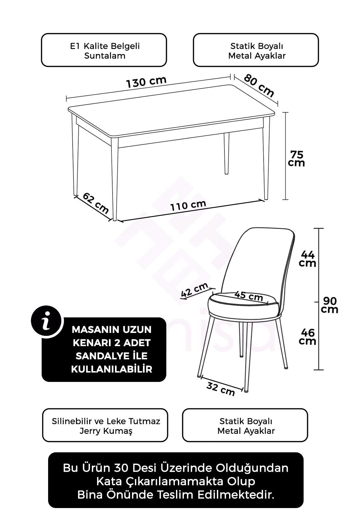 Canisa Pir Serisi 80x130 Sabit Barok Ahşap Desen Mutfak Masası Ve 4 ...