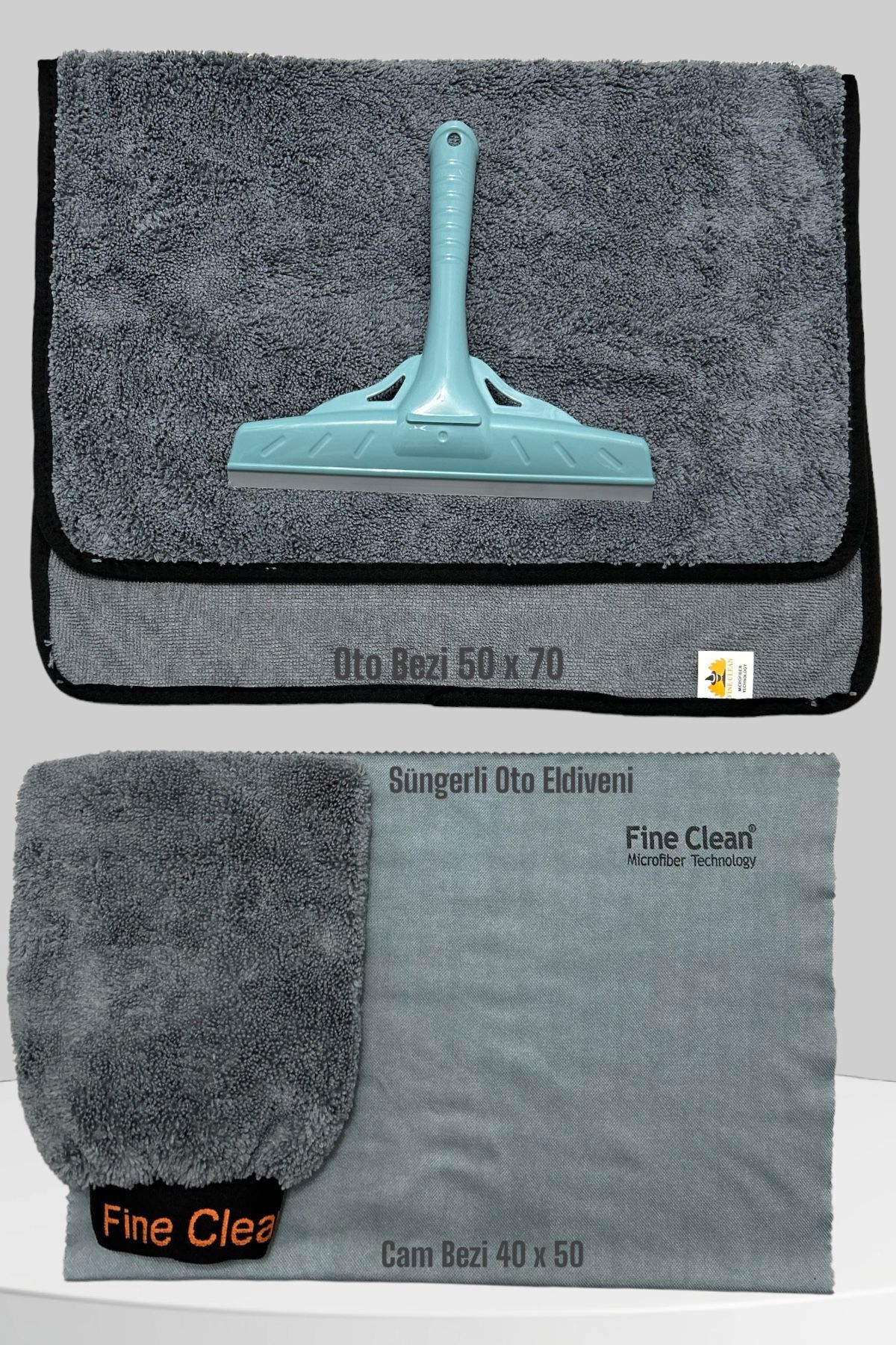 Fine Clean 4'lü Mikrofiber Oto Yıkama Kurulama Araba Silme Bezi + Cam ...
