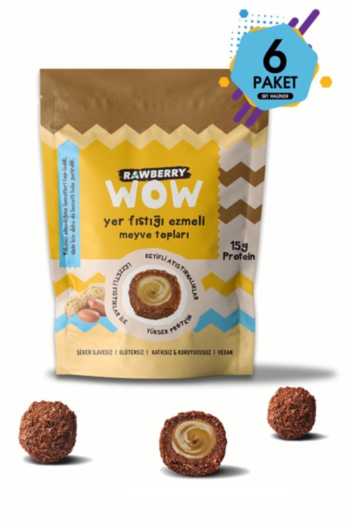 Rawberry - Protein Topu - Yer Fıstığı Dolgulu 90gr X 6 Paket Şeker ...