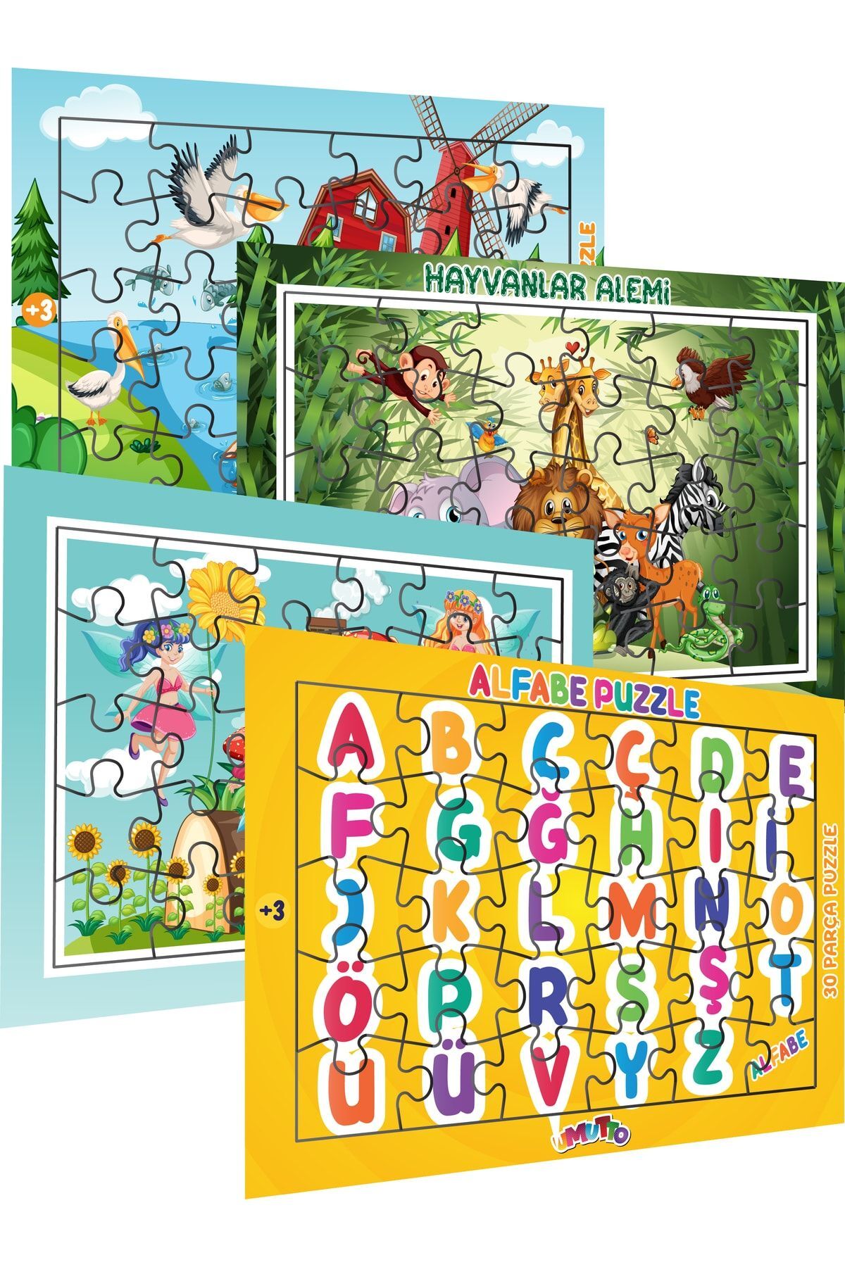 KİDSSAN 4 Adet Frame Puzzle Seti 30 Parça Eğitici Zeka Geliştirici ...