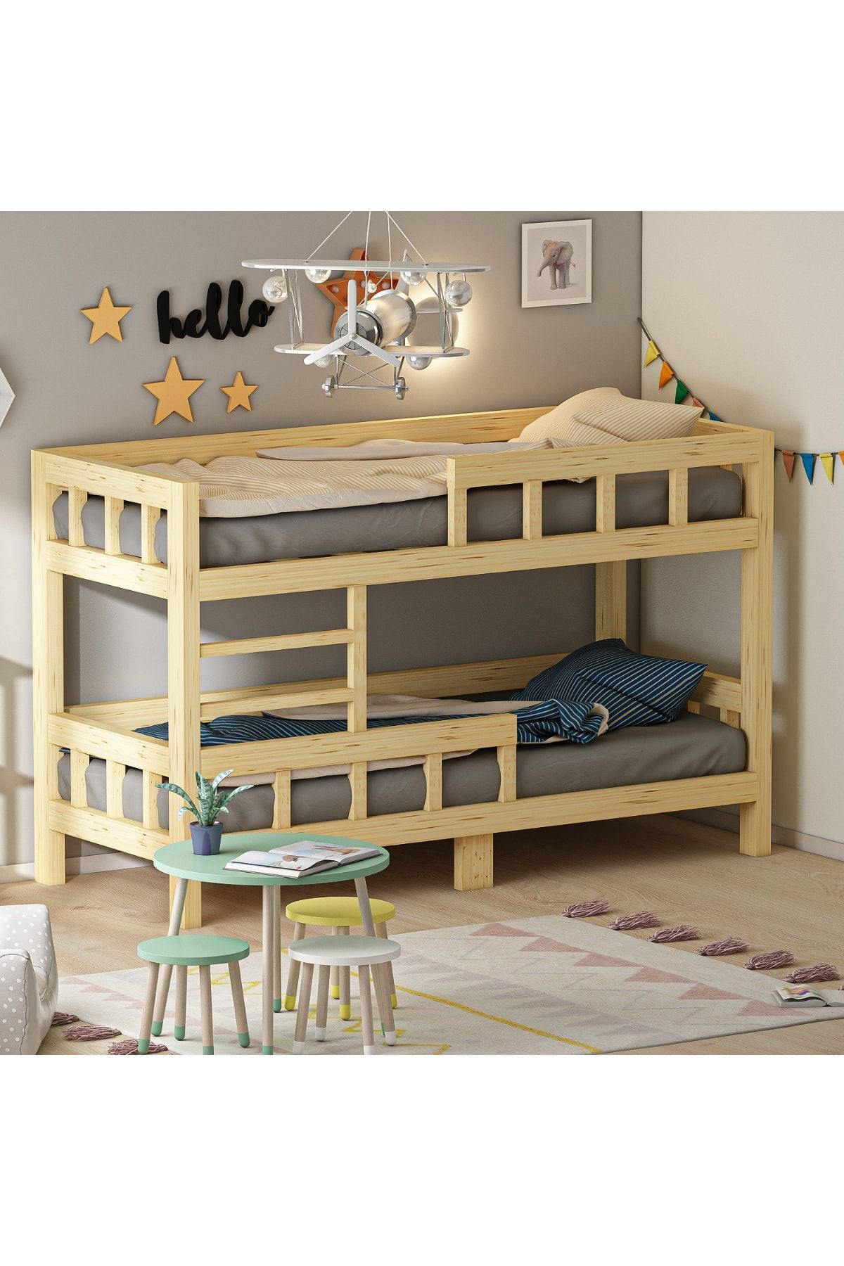 GİVAYO WOOD'S Stefani Montessori Doğal Ahşap Ranza Yatak Karyola - Rnz3 ...