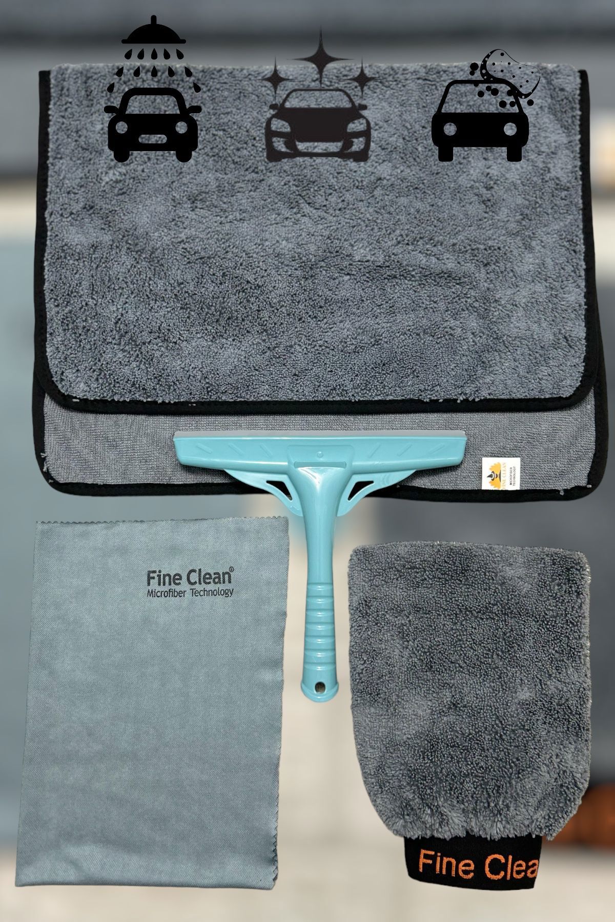 Fine Clean 4'lü Mikrofiber Oto Yıkama Kurulama Araba Silme Bezi + Cam ...