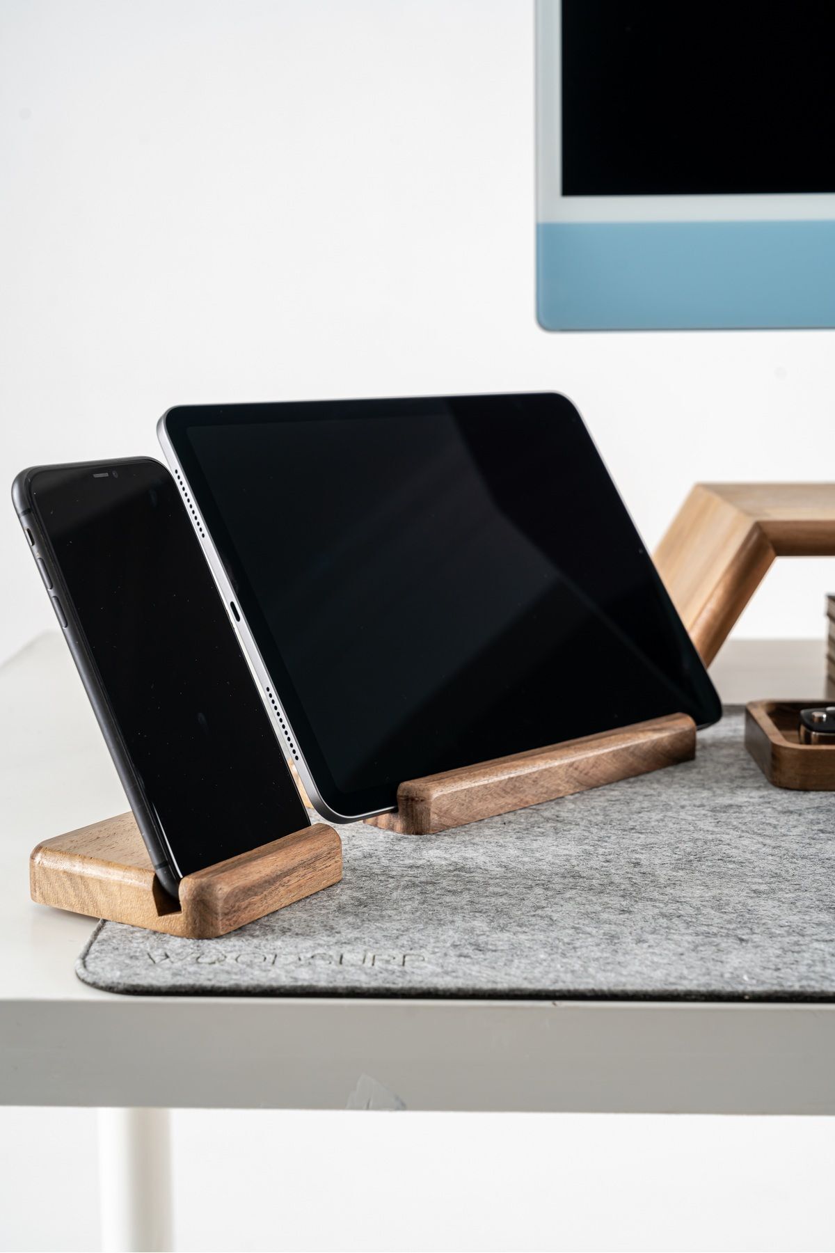 Woodsuppco Tablet Ve Telefon Tutucu 2'li Set, Ahşap Tablet Standı ...