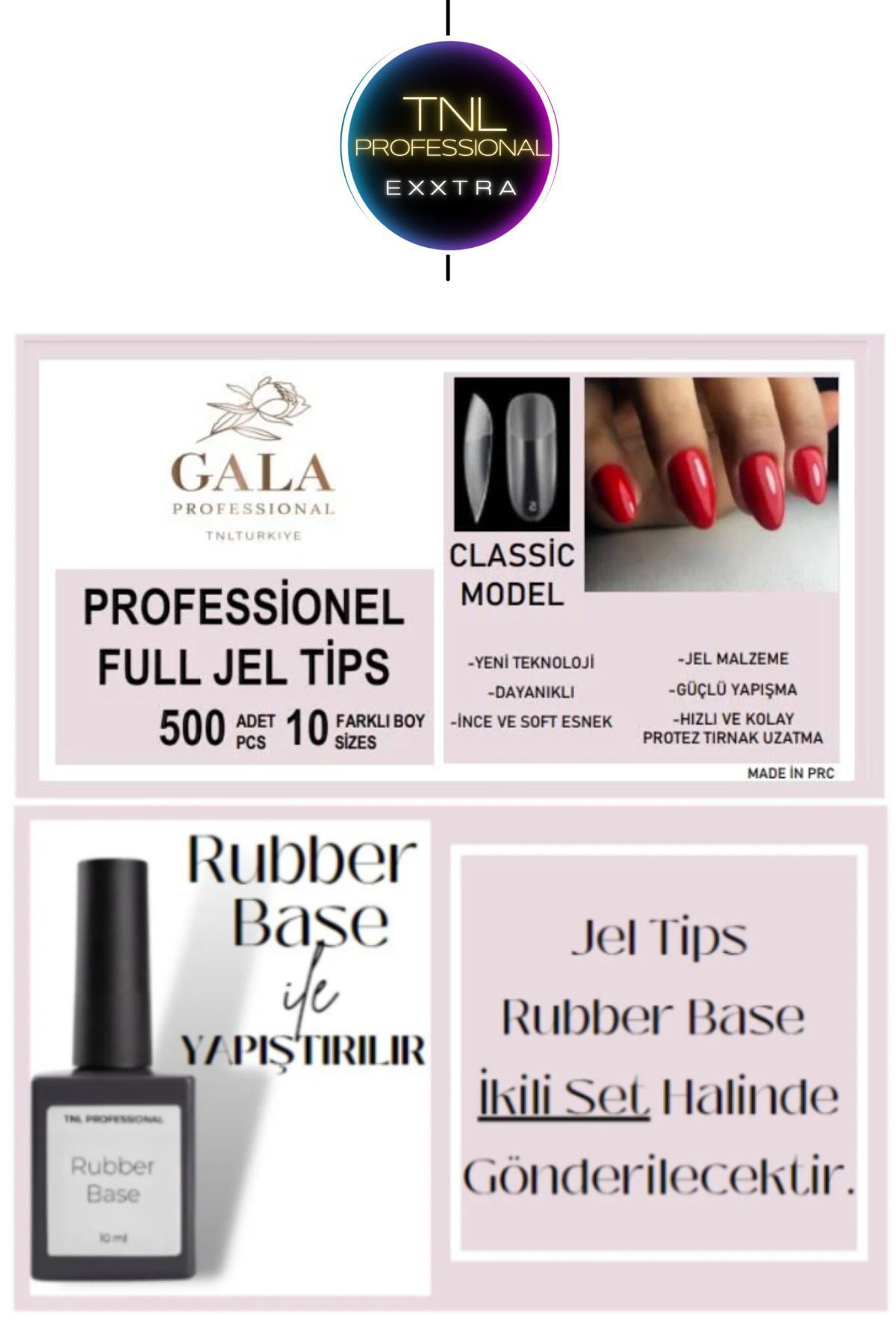 tnl professional Tnl Exxtra Jel Tips Klasik Model Rubber Base Set Yeni Nesil Jel Tip Gala Kapsül ...