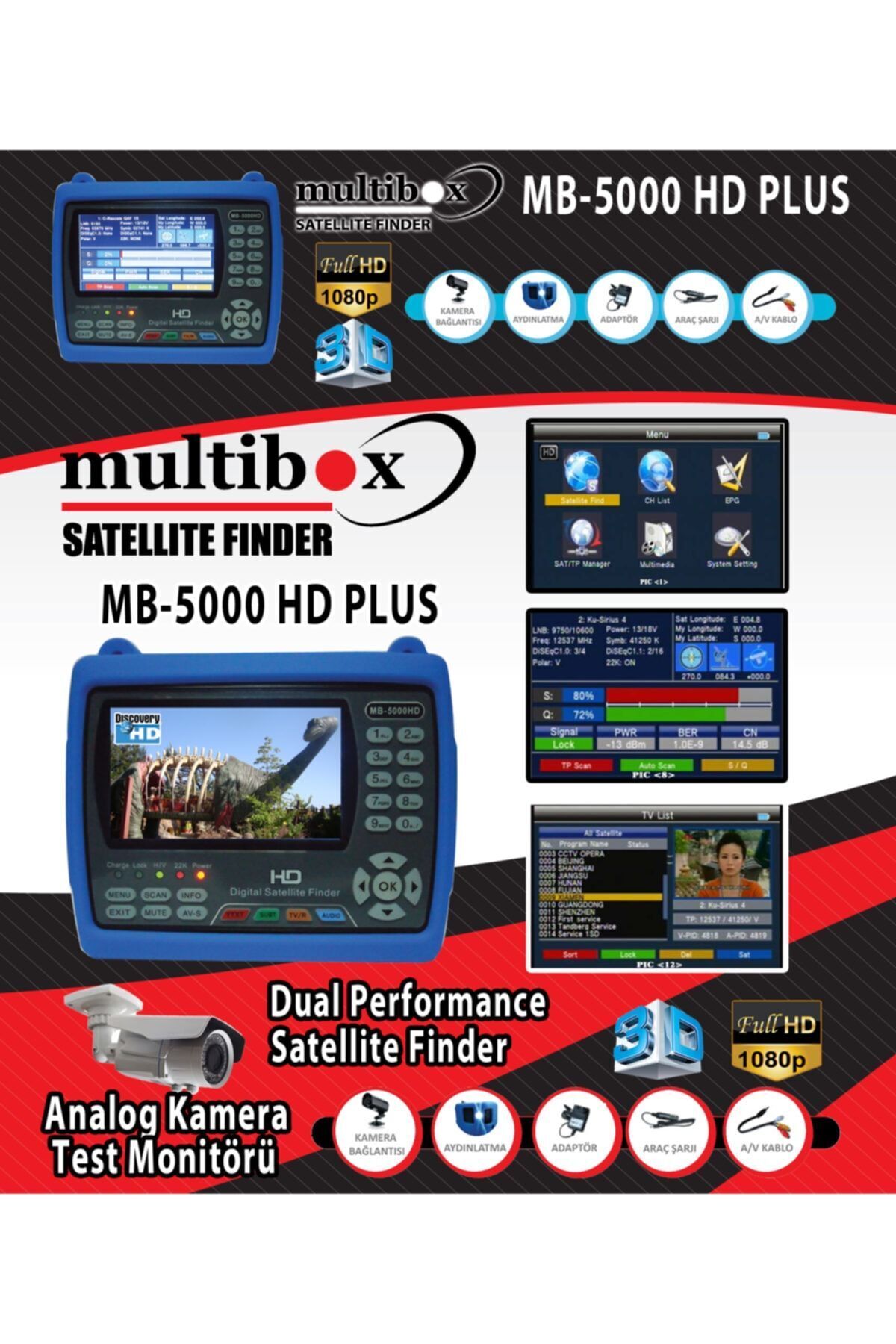 multibox Mb-5000 Hd Plus Görüntülü Uydu Bulucu-analog Kamera Test ...