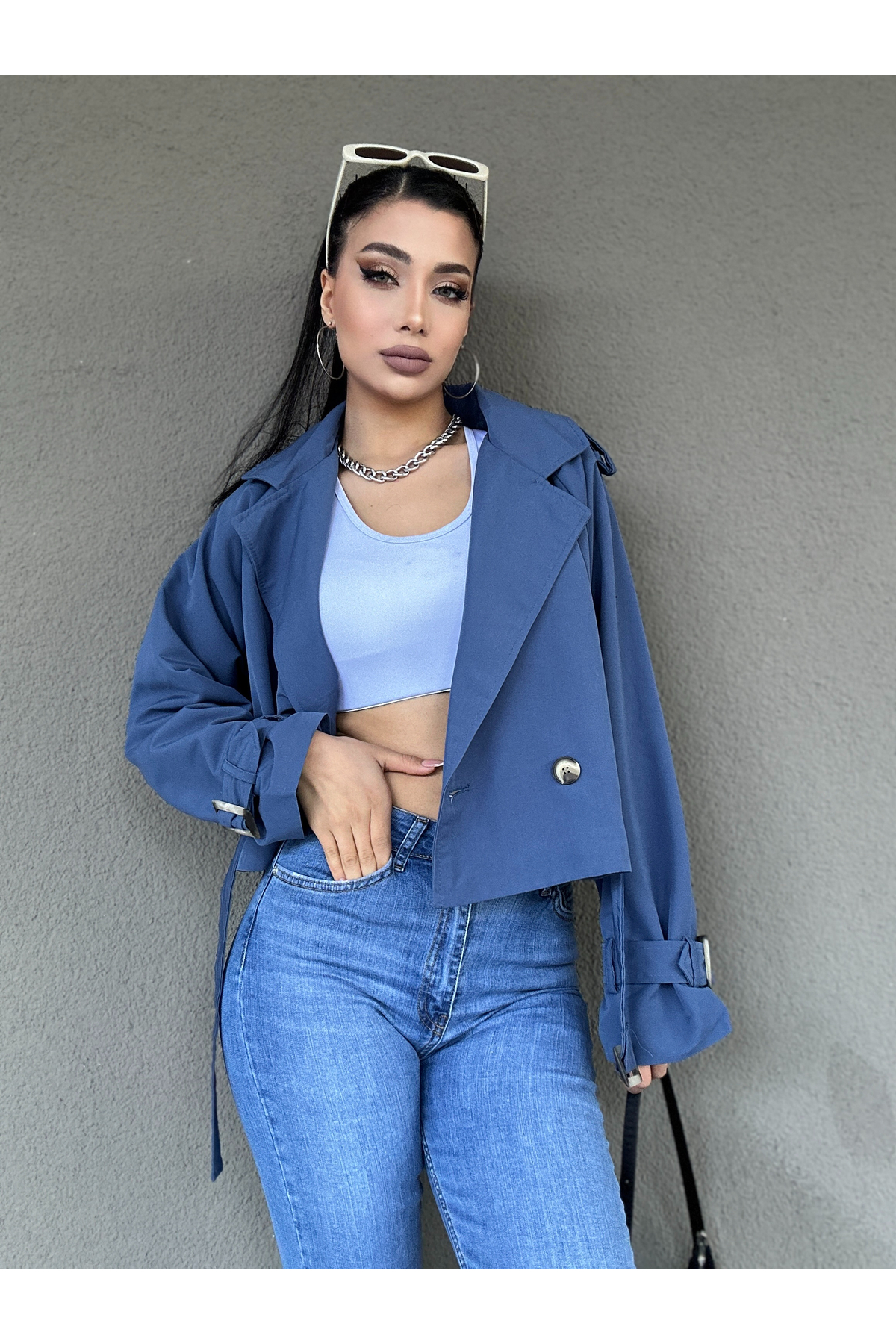 blue ashley Su Geçirmez Oversize Kısa Trençkot Fiyatı, Yorumları - Trendyol